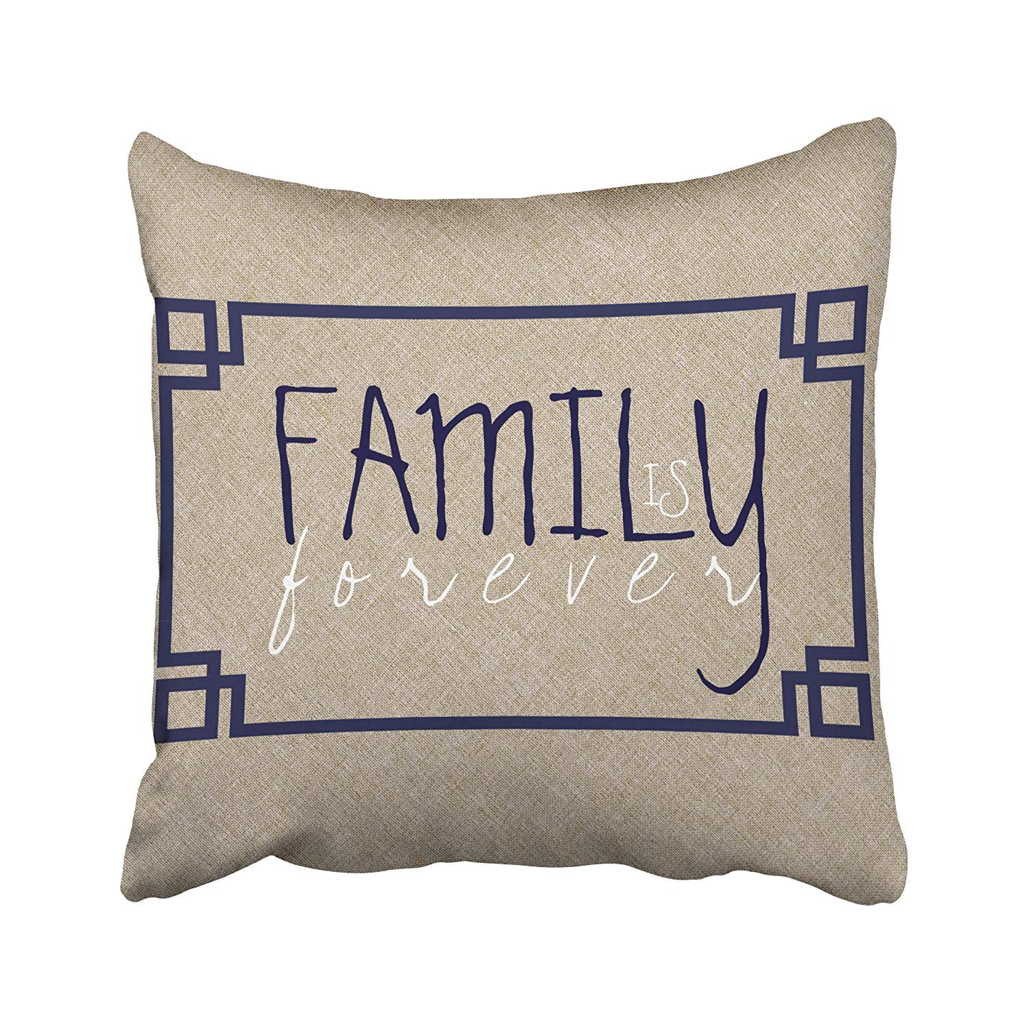 forever family is forever beige linen blue frame lumbar Pillowcase ...