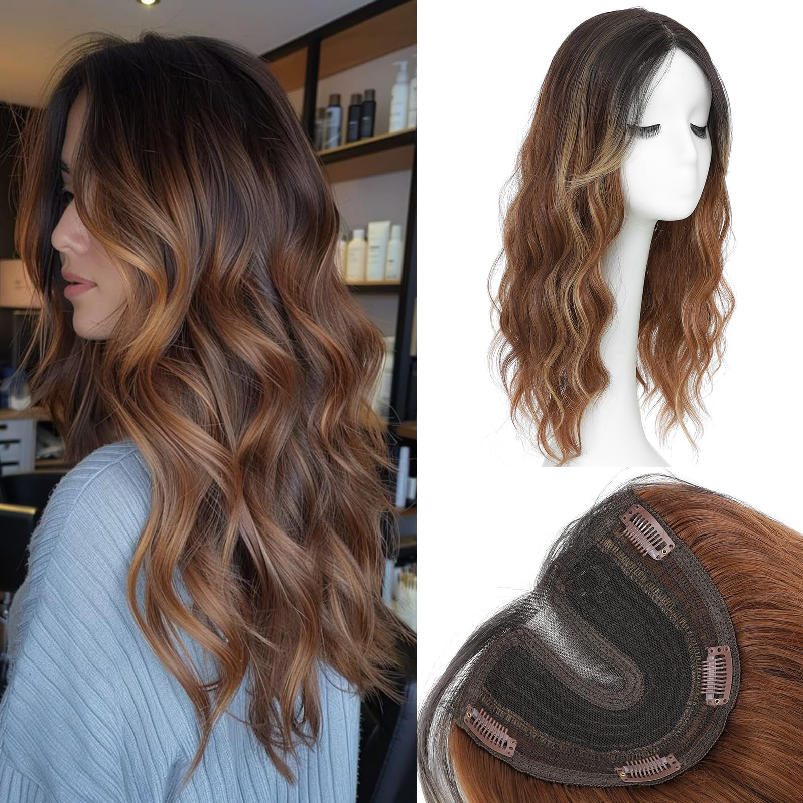 forfeels Synthetic Hair Topper Ombre Color Toppers For Women With ...