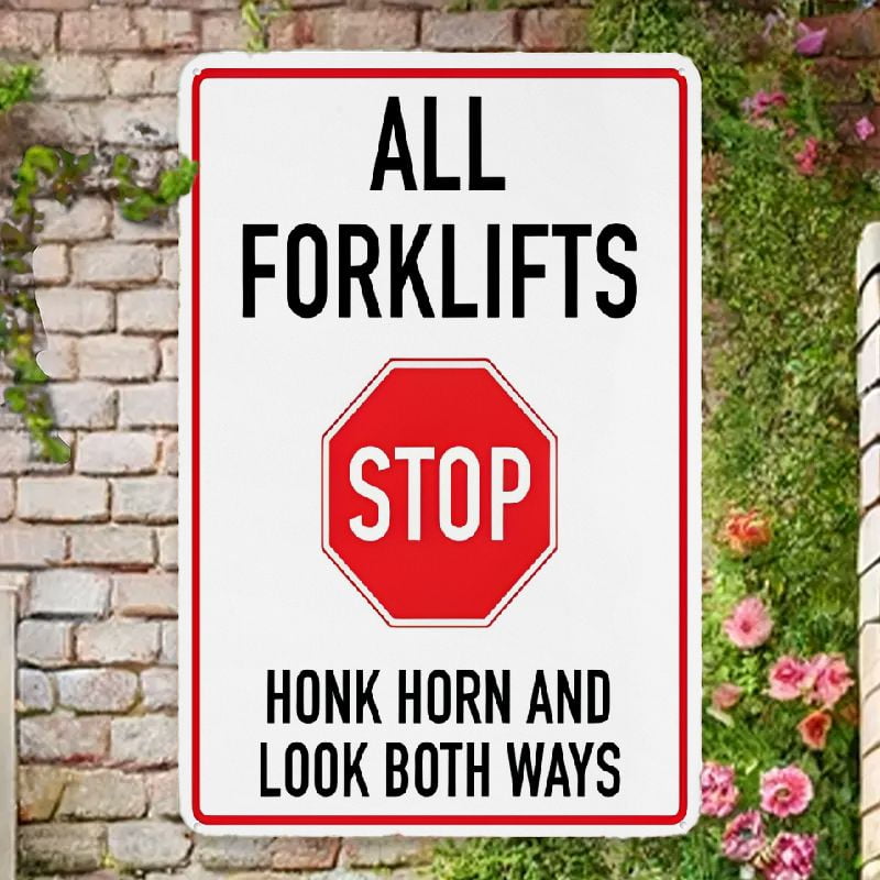 All forklift parking horn reminder signs - durable aluminum safety ...