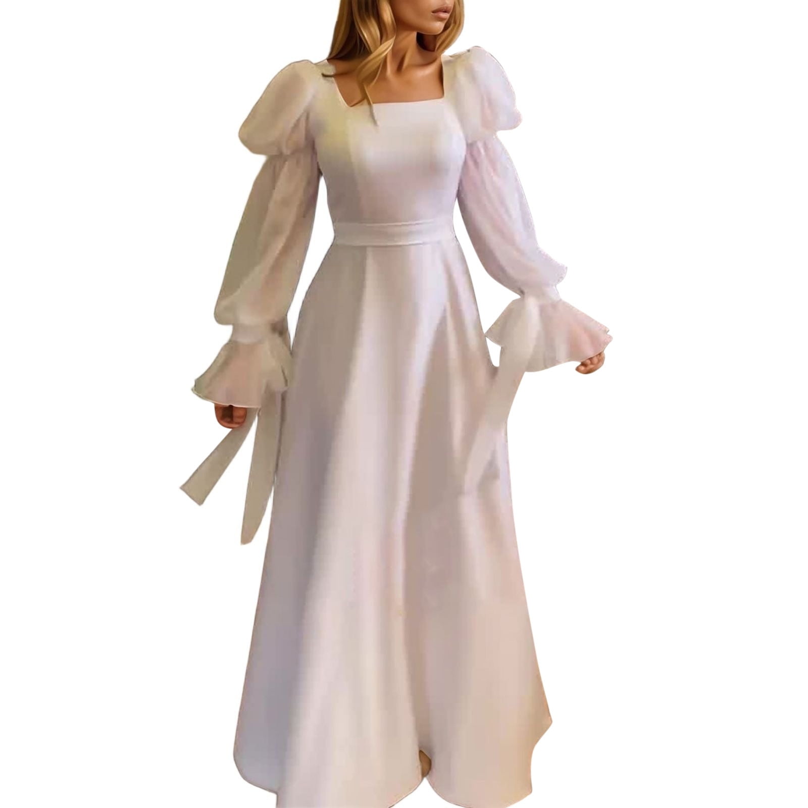 formal Dresses for Women Elegant formal Square Neck Long Sleeve Evening ...
