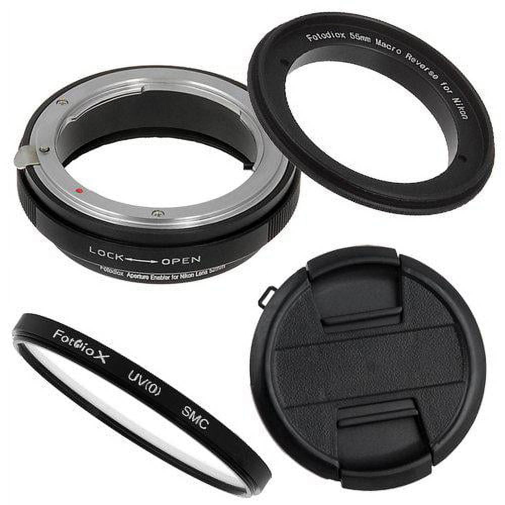 fotodiox rb2a 55mm macro reverse ring kit with g and dx type lens aperture control, 52mm lens ...