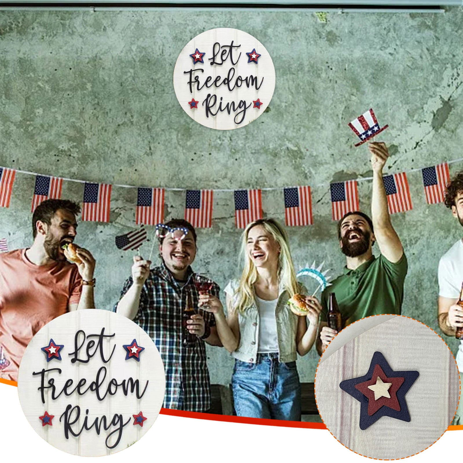fourth of July Accessories, Independence Day Wooden Wall Hanging Sign ...