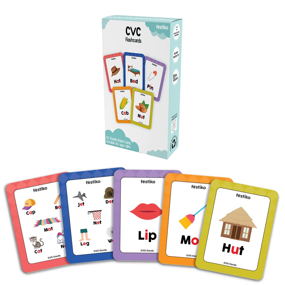 fourthline® 1 Set of 30 Pcs CVC Flash Cards, Consonant Vowel Consonant ...