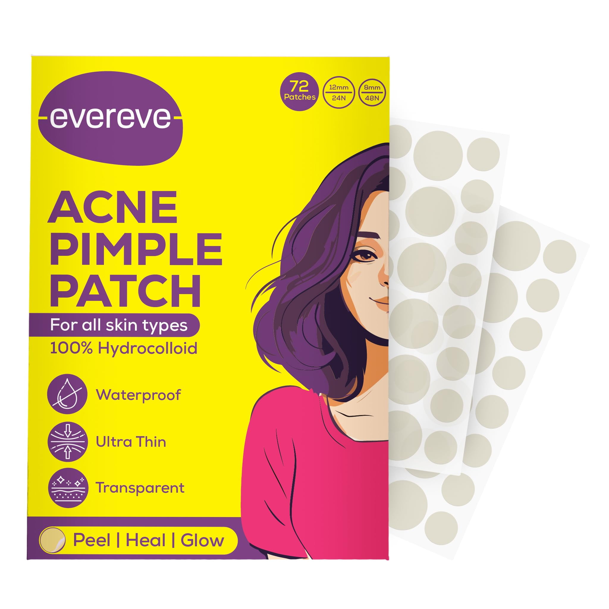 fourthline Acne Pimple Patch for Face, 72 Hydrocolloid Waterproof ...