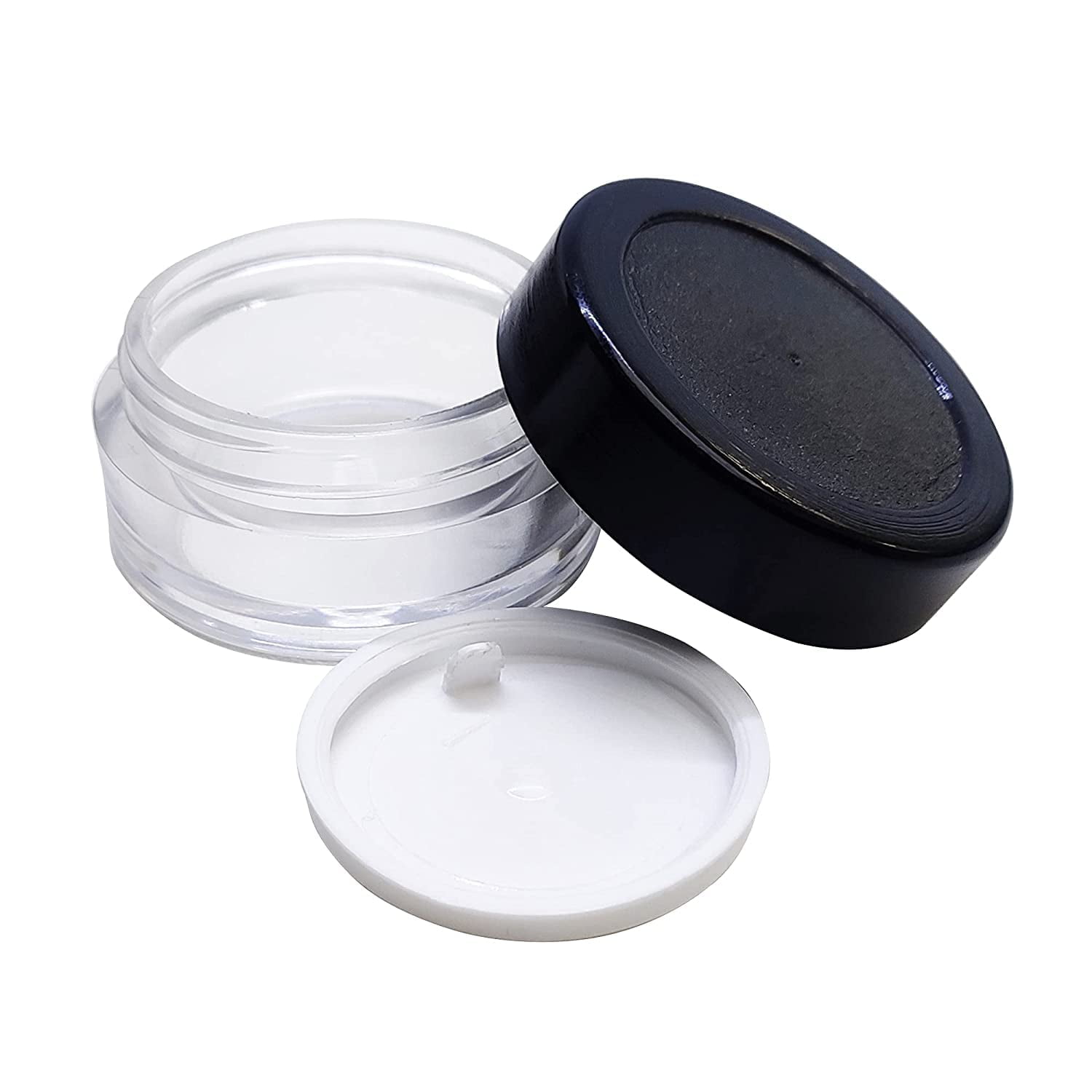 fourthline Acrylic 8gram Royal Black Cap Glass Transparent Cosmetics Shan Jar Container for ...