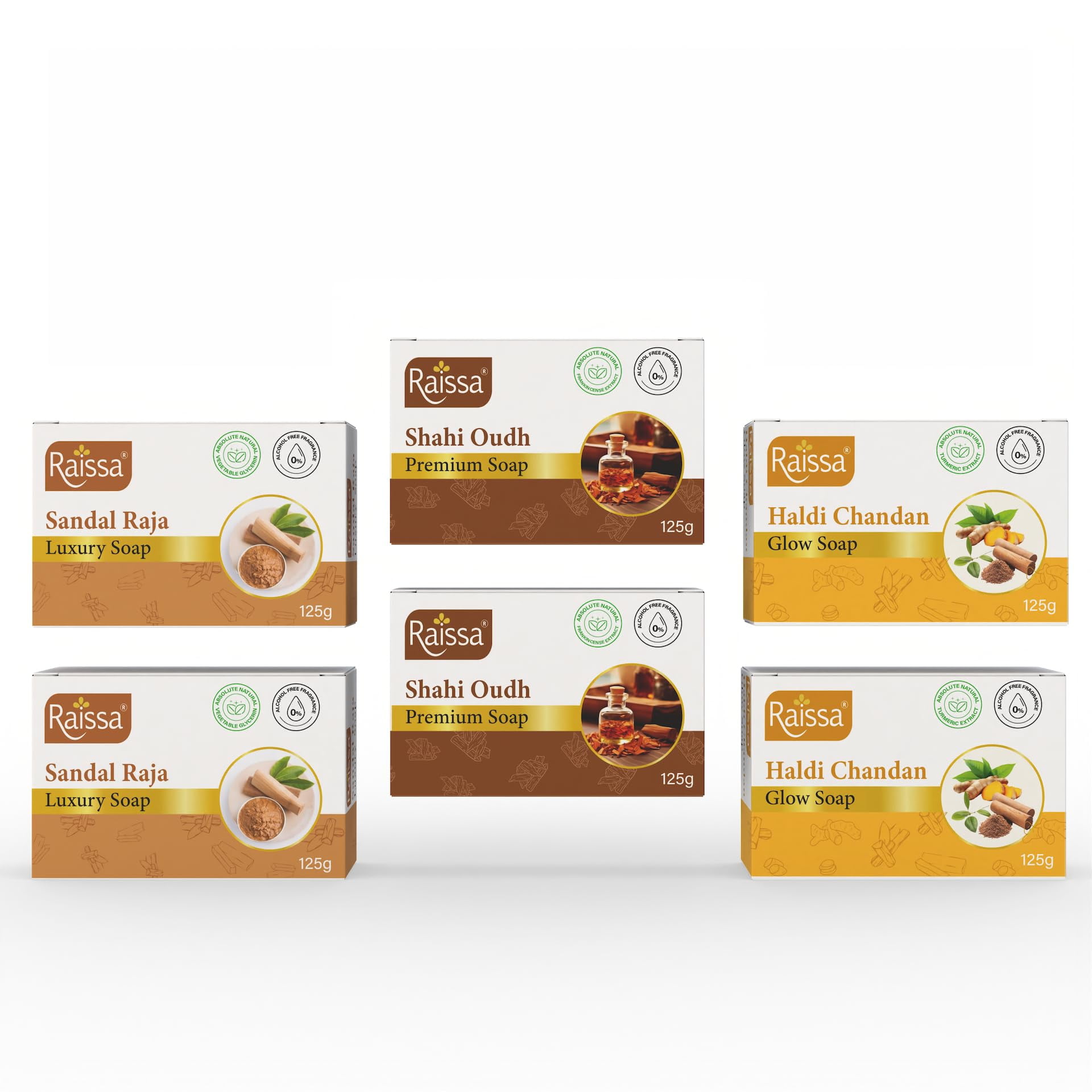 fourthline Bath Soap 125g, (Pack of 6) Haldi Chandan, Shahi Oudh and ...