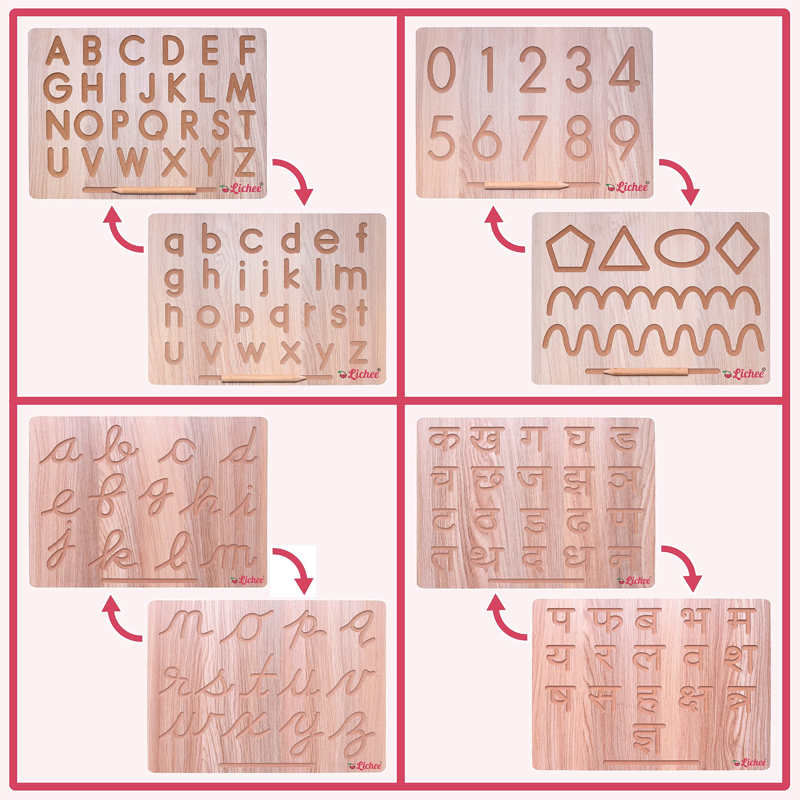 fourthline® English Capital & Small, Cursive, Hindi Alphabet, Number ...