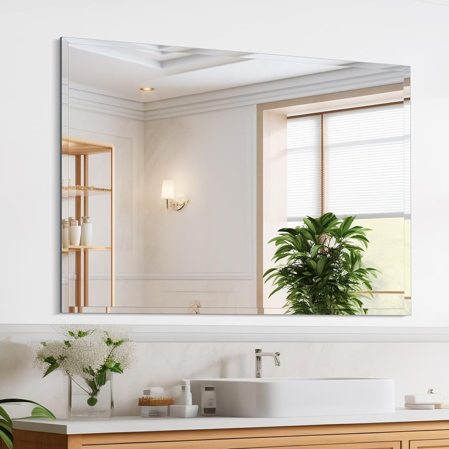 frameless mirror for bathroom vanity,24x32in wall mounted mirrors for over sink decorative ...