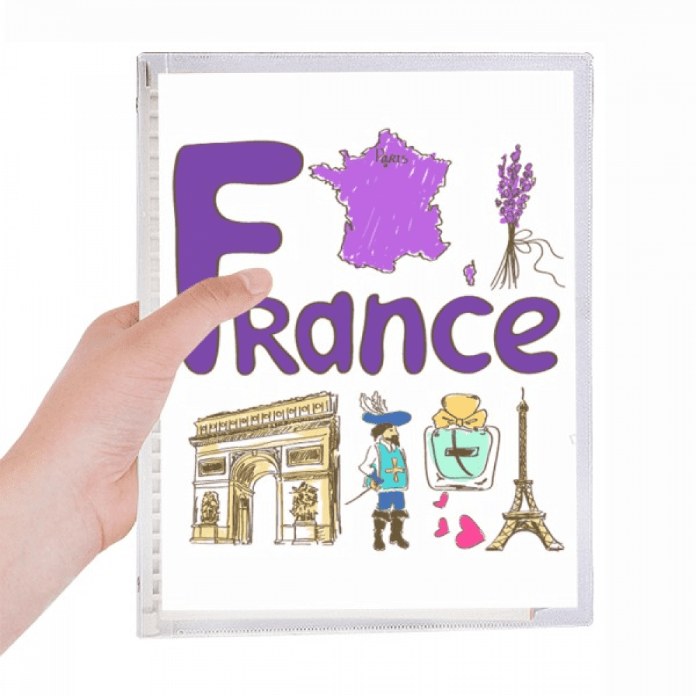 france national symbol landmark pattern notebook loose diary refillable ...