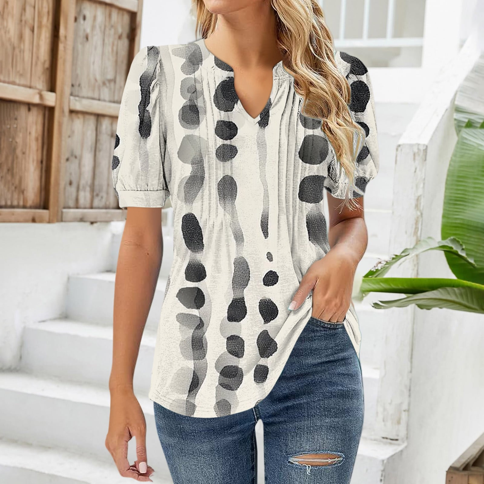 frariair Boho Chic Flowy Blouse Featuring Pleated Detail And Relaxed Fit Perfect For Beach ...