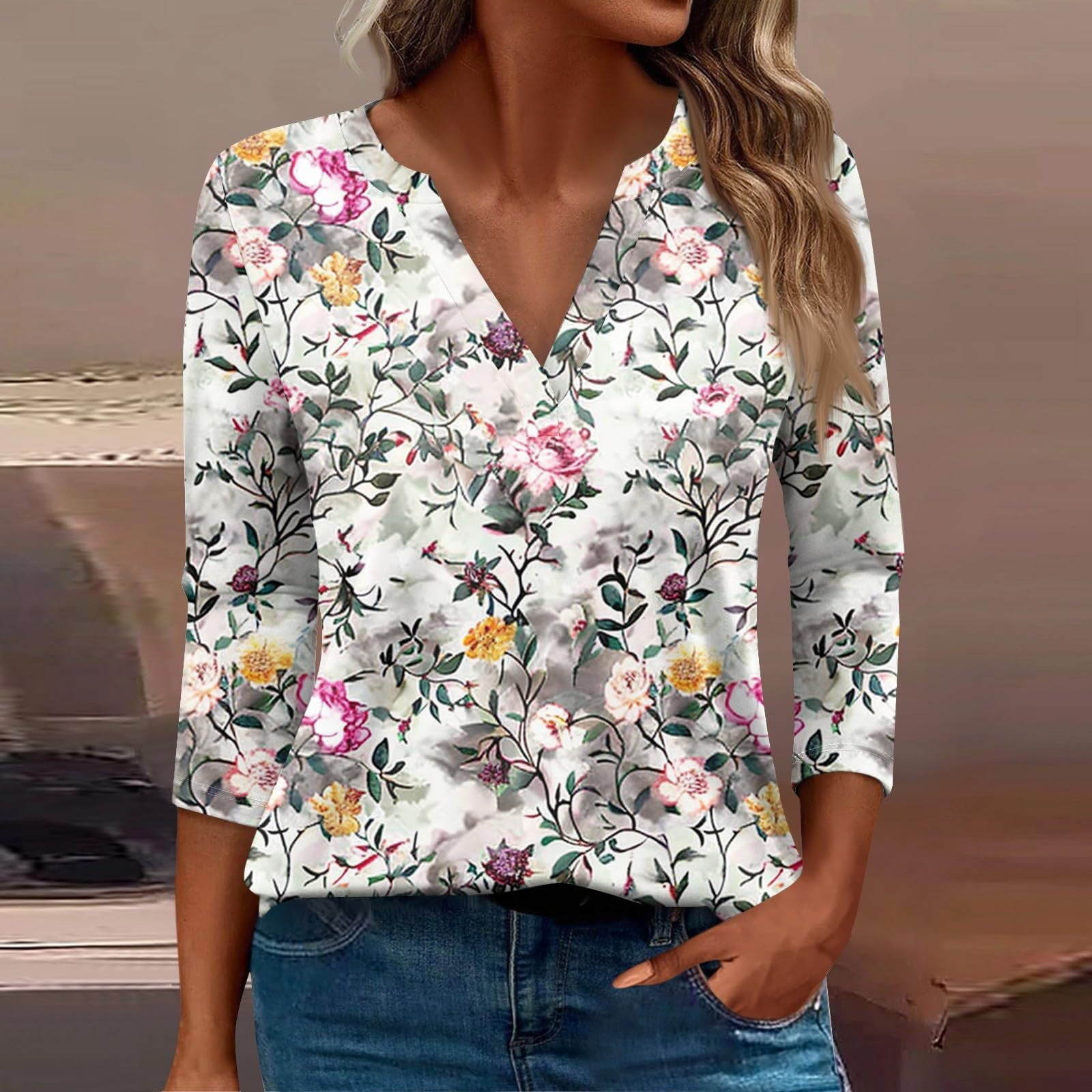 frariair Botanical Print Blouse With Outdoor-Optimized Tunic Cut For ...
