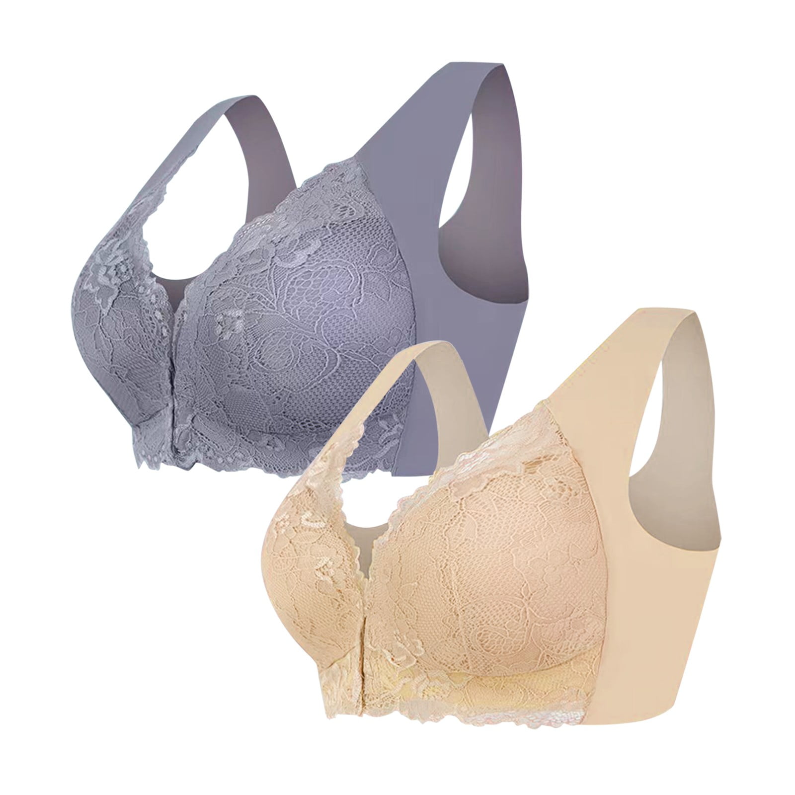 frariair Bras for Women 2 Pack Thin Laceless Ring Comfortable ...