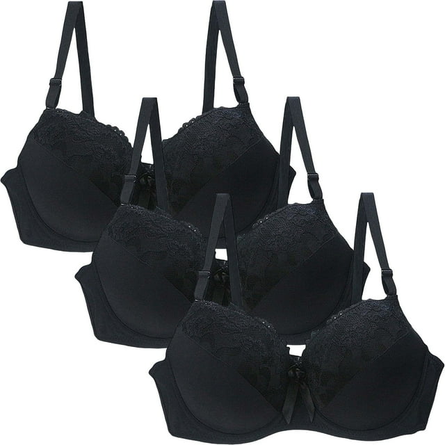 frariair Bras for Women 3 Pack Underwear BCDE Cup Bra Sexy Lace Lingerie Plus Size Bras ...