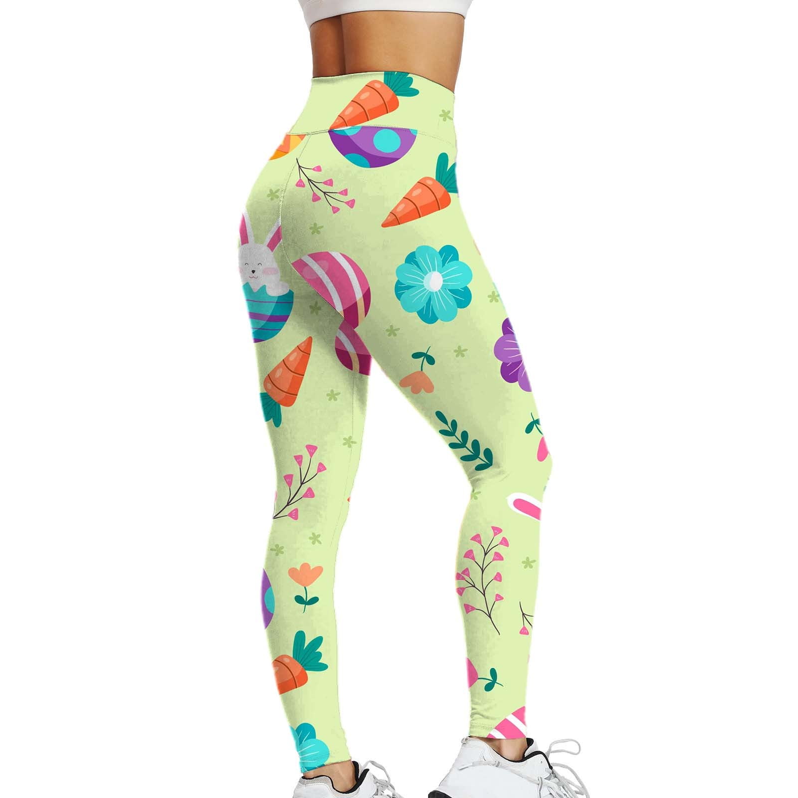 frariair Easter Leggings for Women Bunny Rabbits Eggs Floral Pattern ...