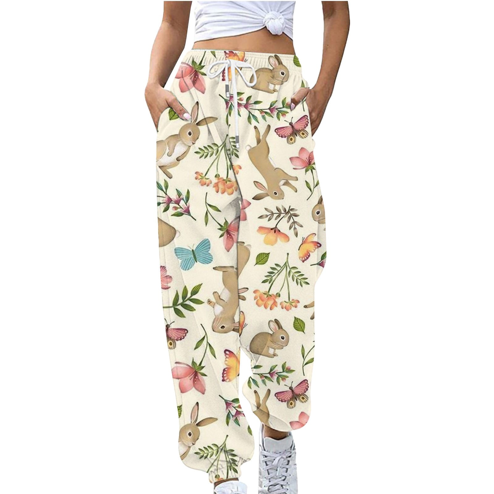 frariair Easter Pants for Women Drawstring Jogger Sweatpants Spring ...