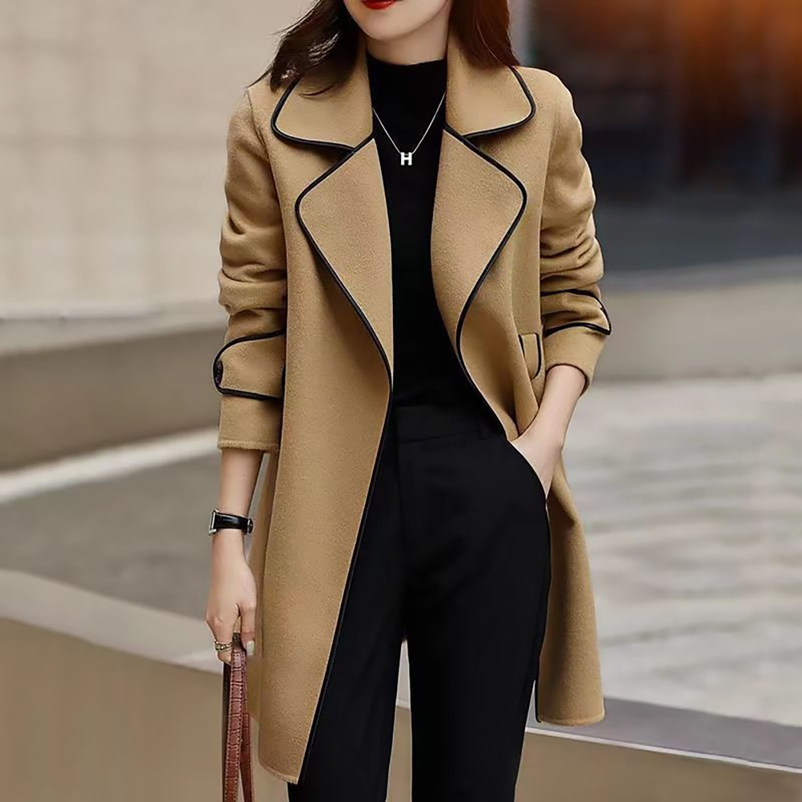 frariair Faux Wool Longline Jacket Featuring Belted Waist Perfect For ...
