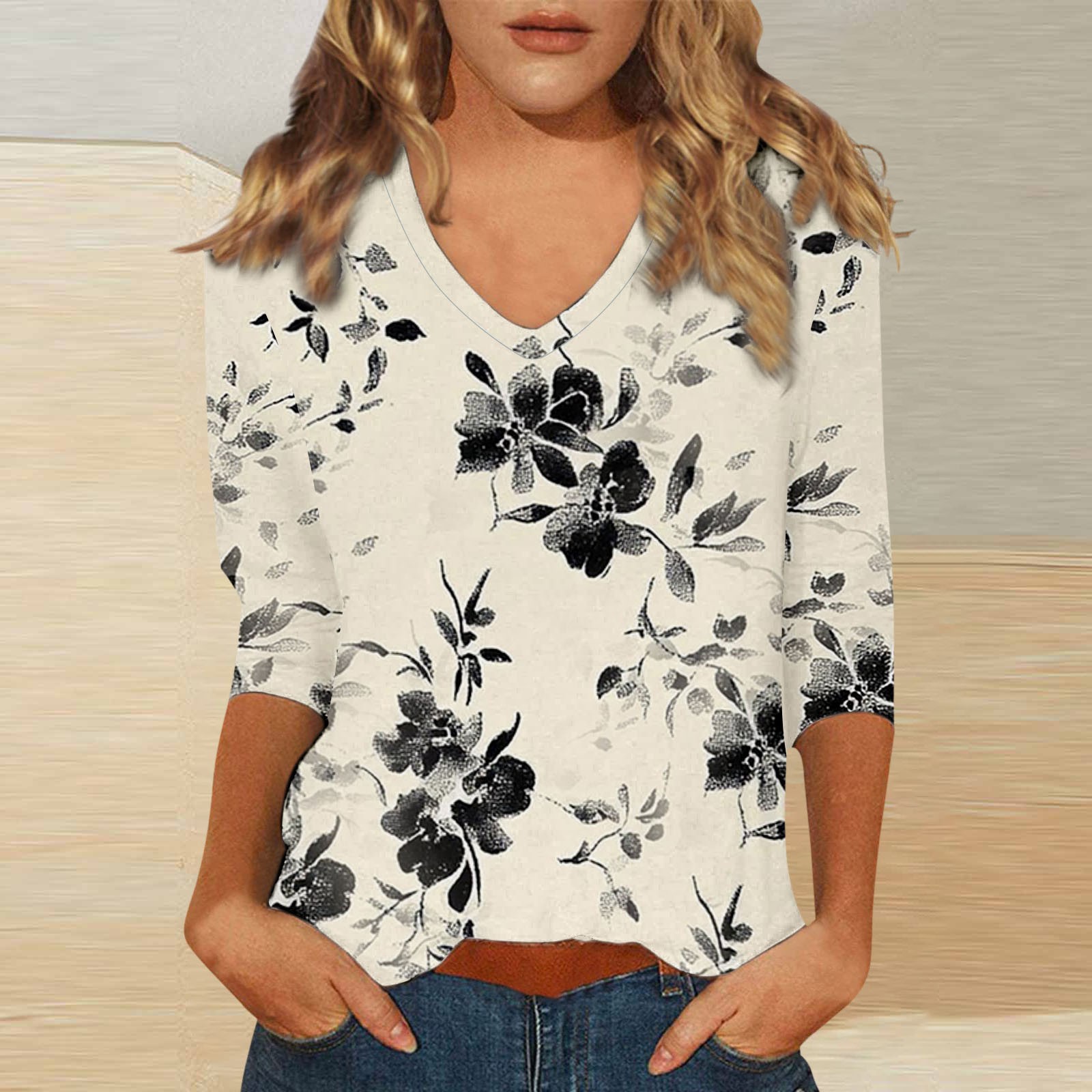 frariair Ladies Boho Chic Blouse With Ruffle Accent Sleeves And Flowy ...