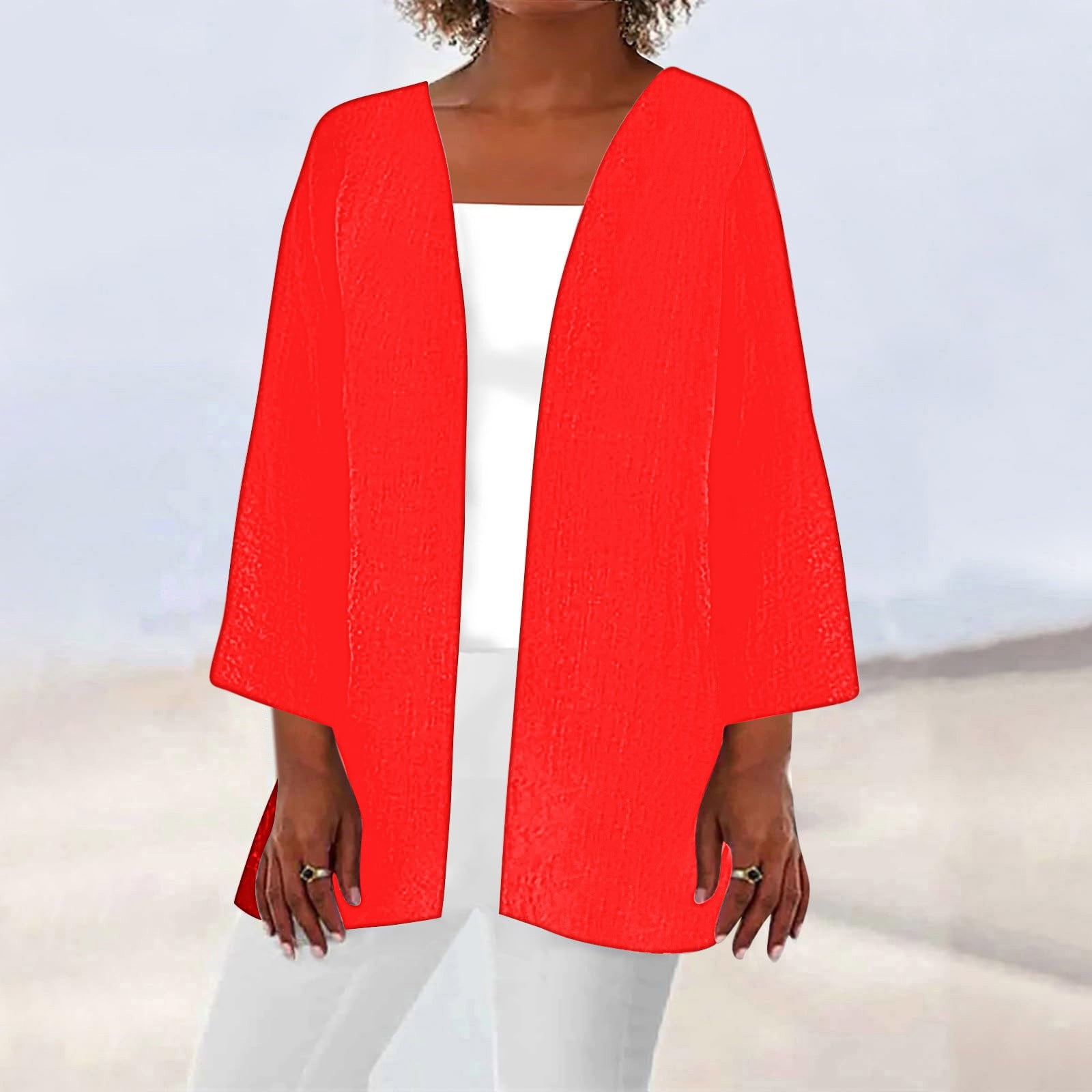 frariair Vintage Inspired 3/4 Sleeve Duster Coat With Flowy Silhouette ...