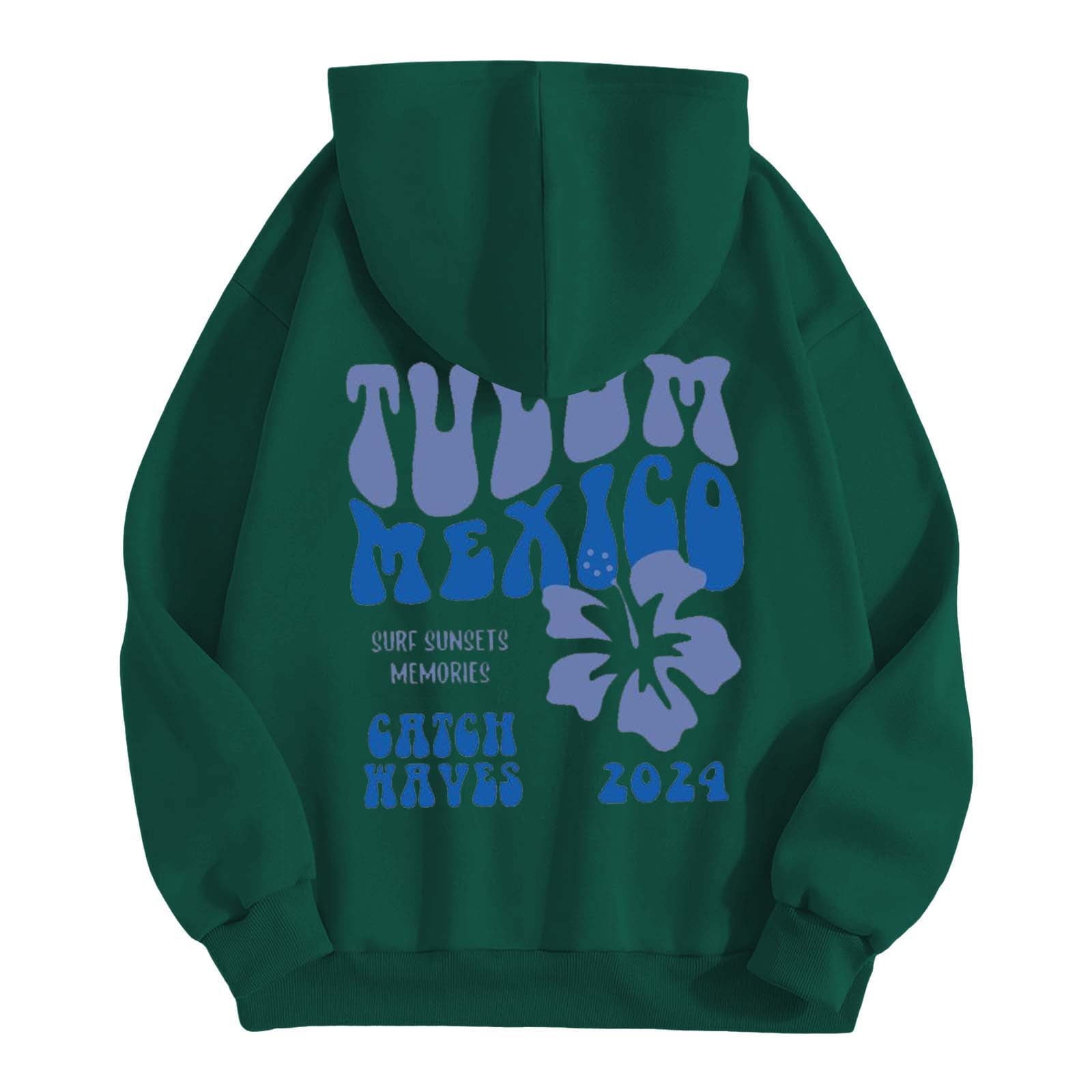 frariair Women's Fashion Casual Letter Floral Print Hooded Sweatshirt ...