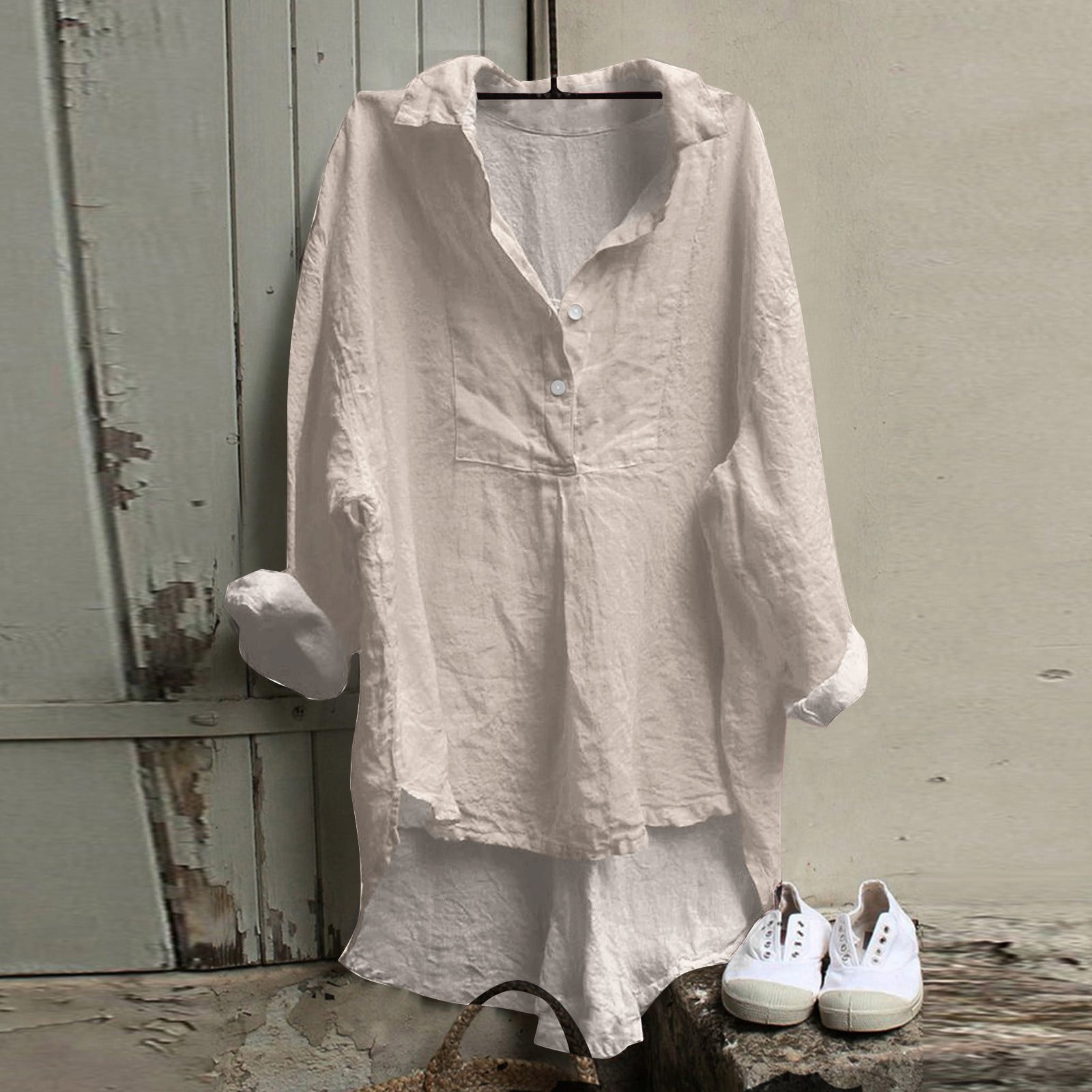 frariair Women's Solid Color Blouse Featuring Functional Buttons Perfect For Smart Casual ...