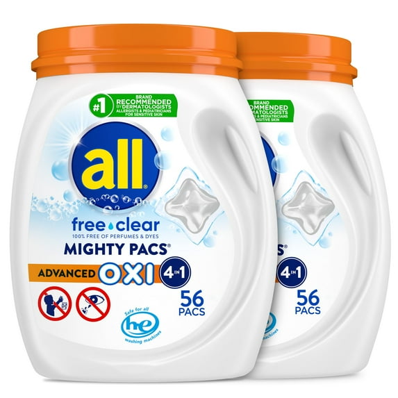 all free clear, Advanced OXI, MIGHTY PACS, Laundry Detergent Pacs ...