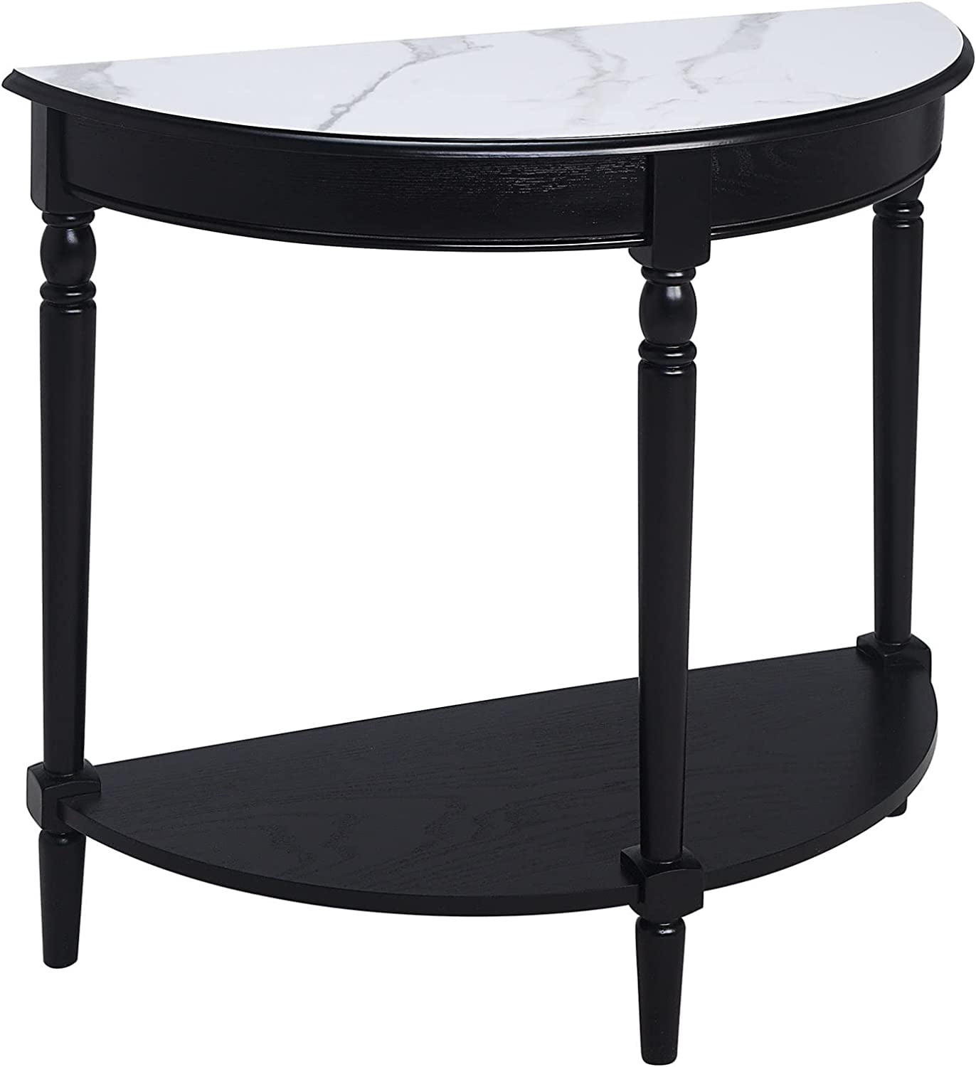 **french country half-round entryway table with shelf, white faux ...