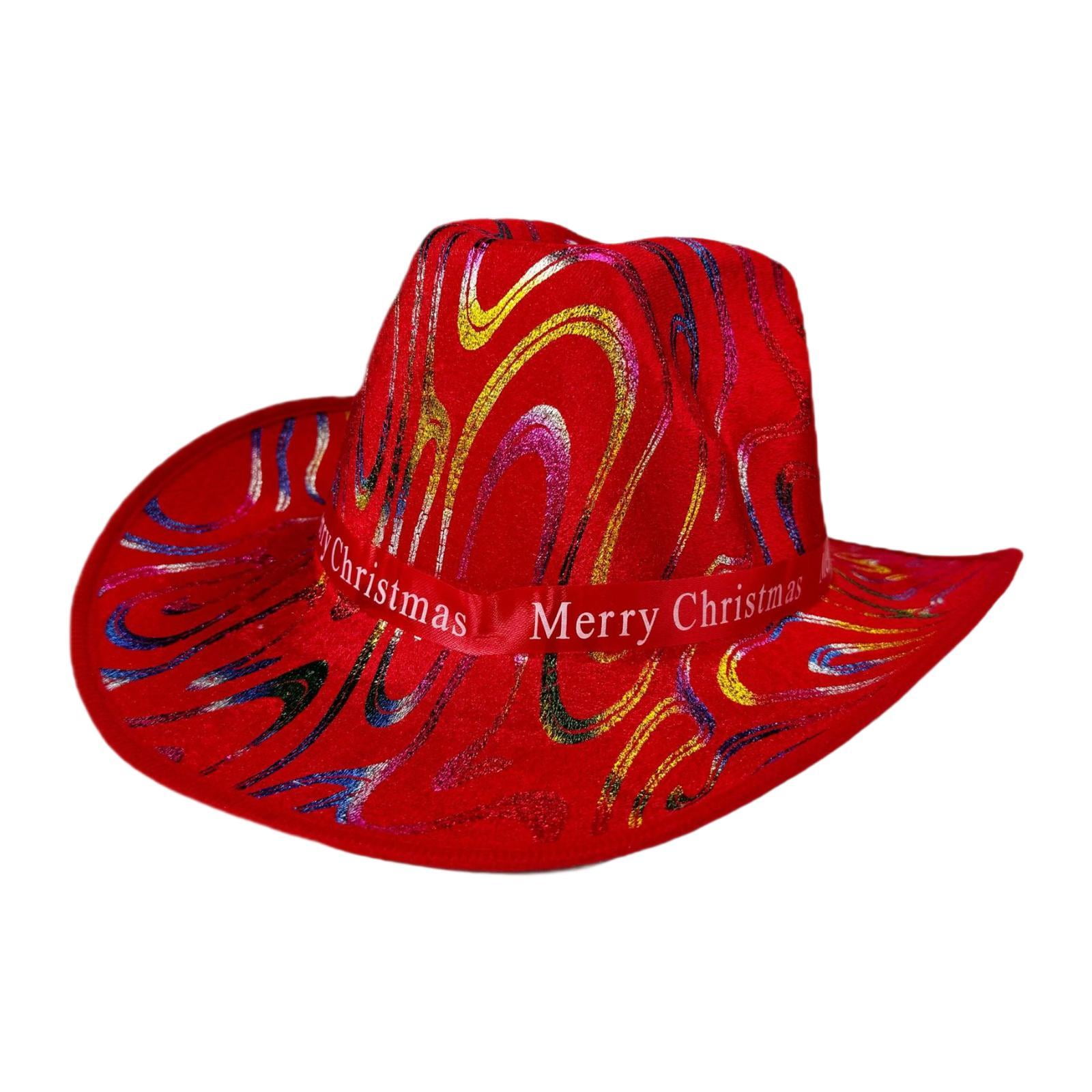 freneci Christmas Cowboy Hat Fashion Casual Christmas Hat for Festivals ...