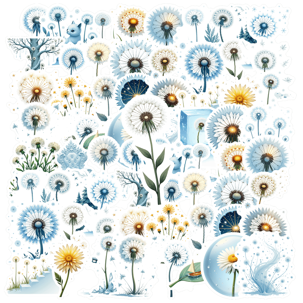 fresh Dandelion Stickers, Waterproof Dandelion Sticker for Water Bottle ...