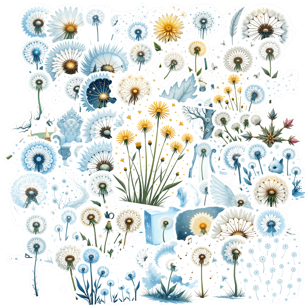 fresh Dandelion Stickers, Waterproof Dandelion Sticker for Water Bottle ...
