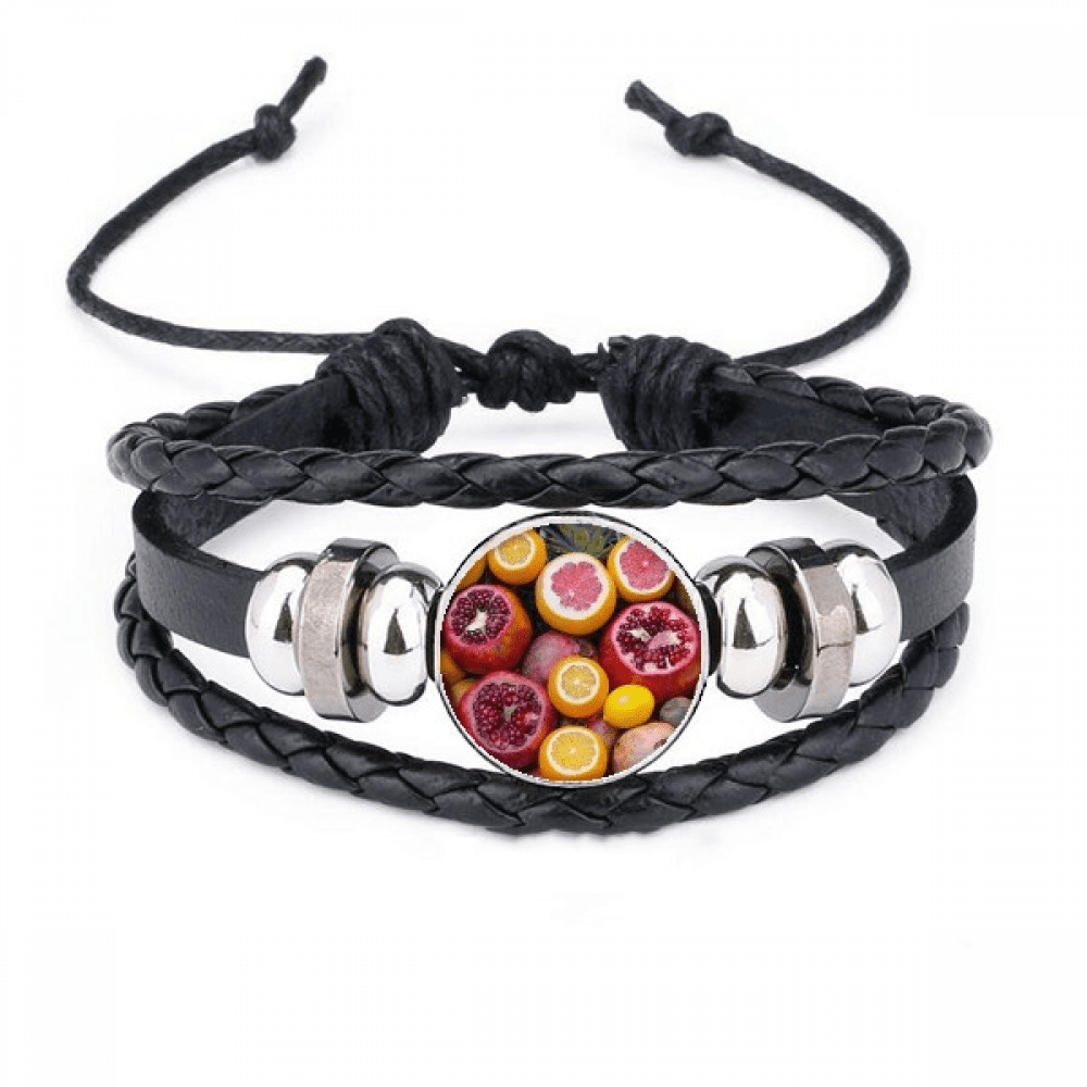 fresh tropical fruit nature picture bracelet braided leather woven ...
