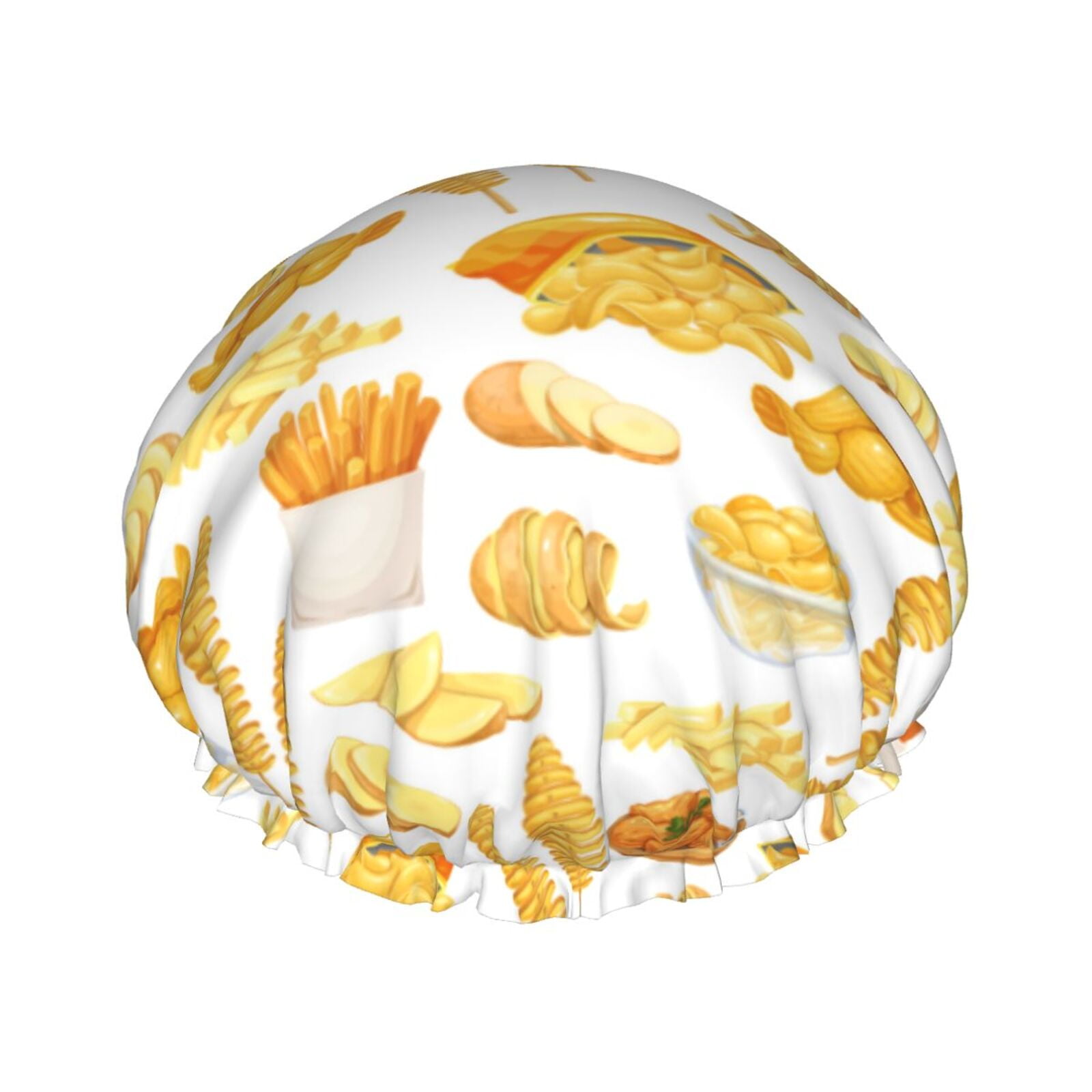 fries potato chips Shower Cap, Reusable Bath Hair Hat for all Hair ...