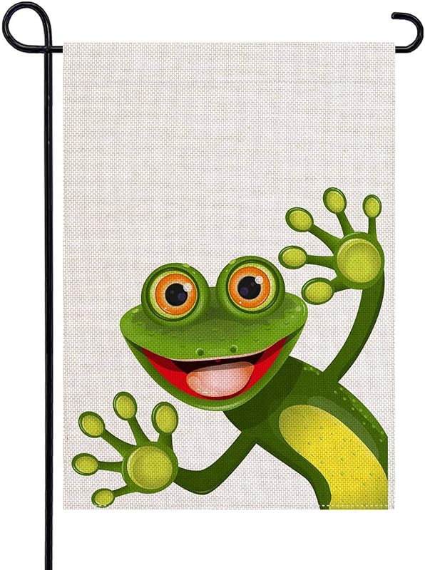 frog Outdoor Garden Flag happy green frog with greater eye cute ...