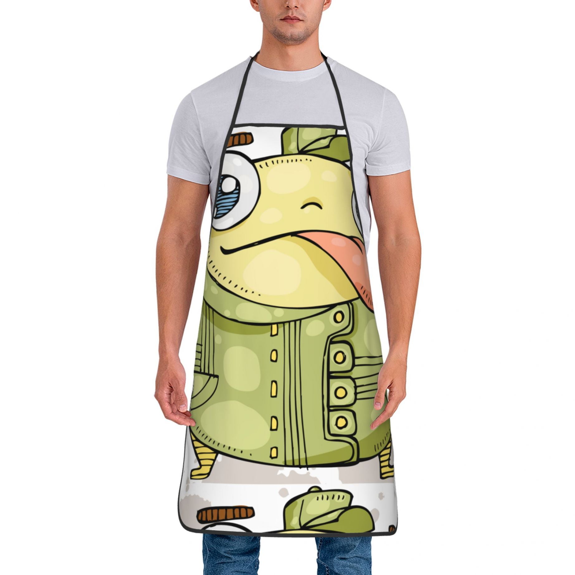 frog spitting tongue Aprons for Women Men Waterproof Apron Kitchen Chef ...