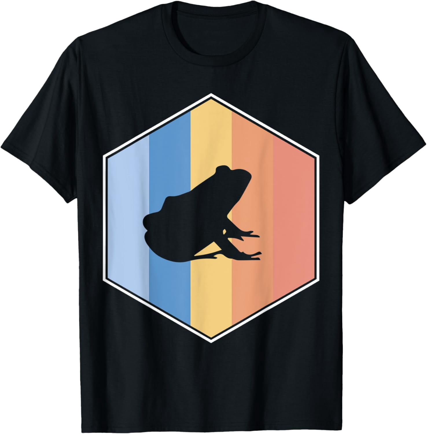 frog with Retro Colors in a Hexagon T-Shirt men and women can wear ...