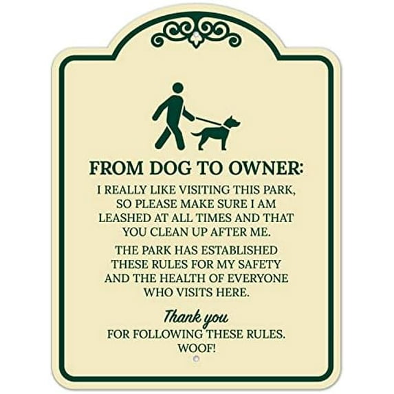from Dog to Owner I Really Like Visiting This Park Décor Sign, Green ...