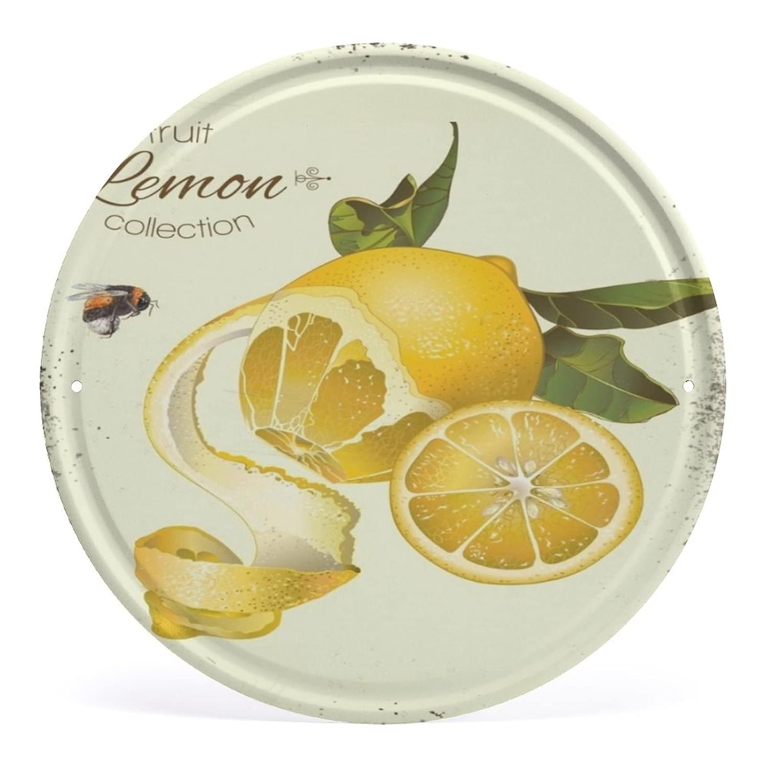 fruit Lemon Collection Garden Lemon Decor New Vintage Retro Round Metal ...