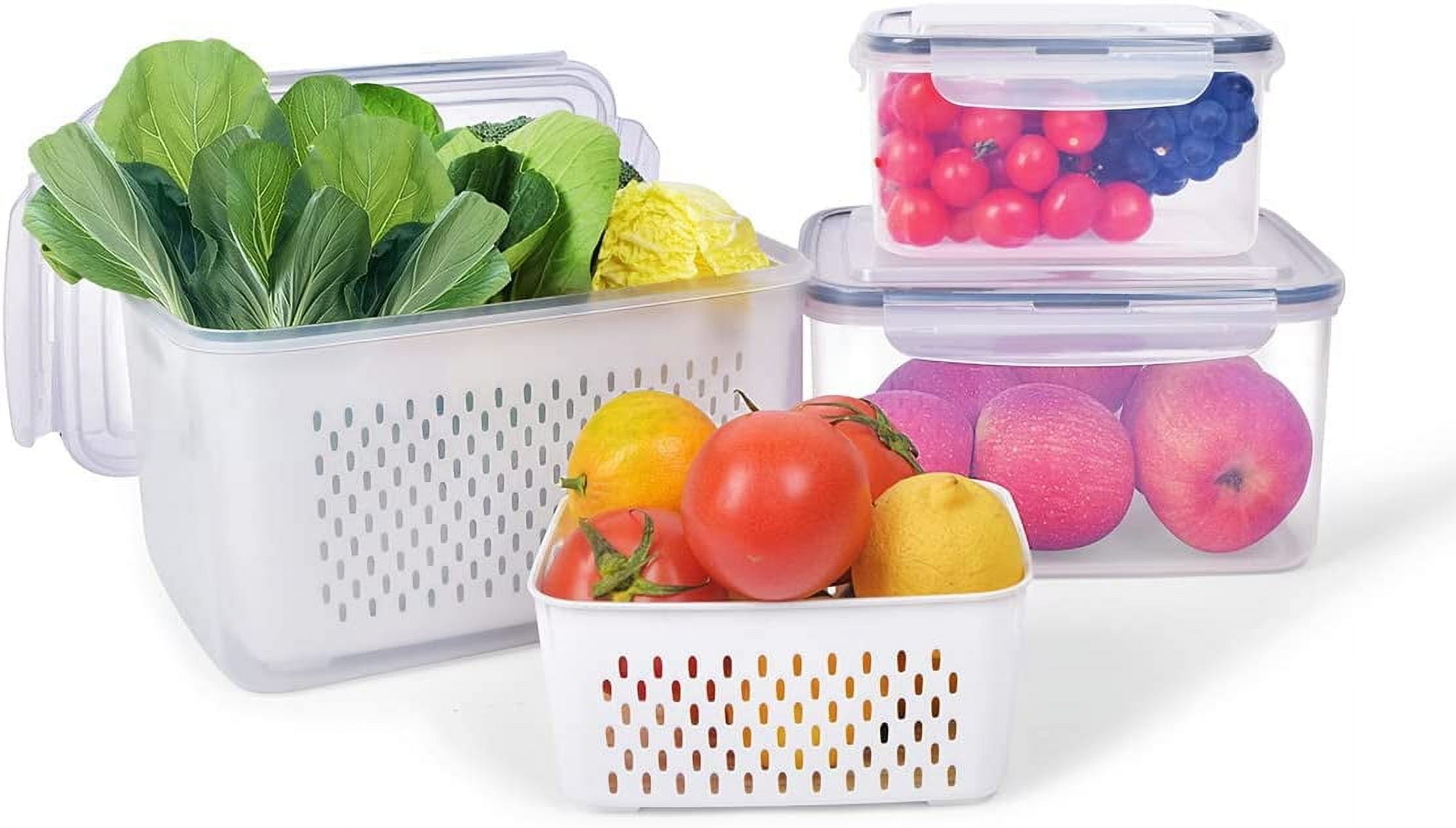 fruit vegetable storage containers for fridge,3 pcs produce saver ...