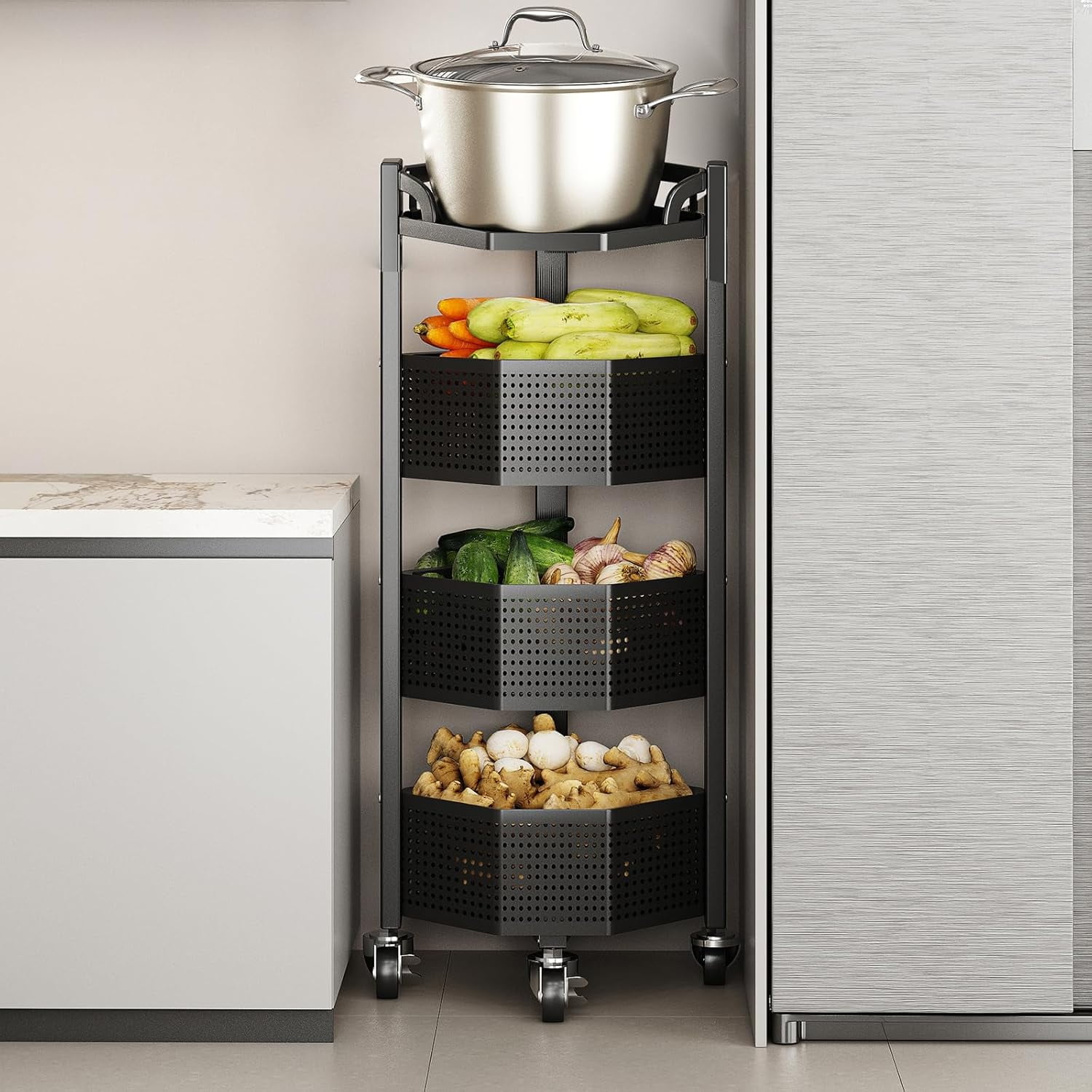 fruit and vegetable storage rack, adjustable height, 5-layer corner ...