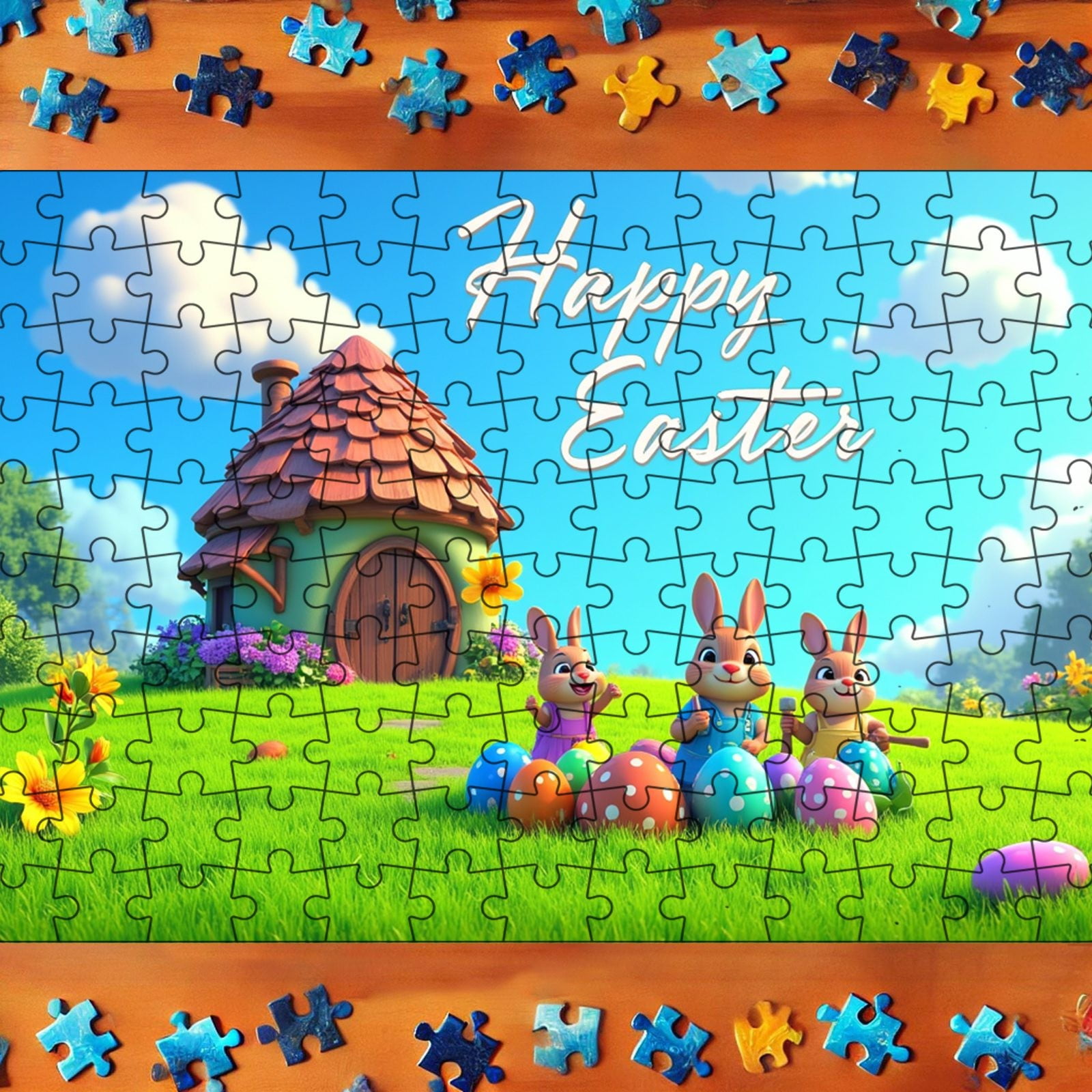 fsxdhpcsgfc 130 Piece Easter Puzzle Set Easter Bunny Puzzle Educational ...