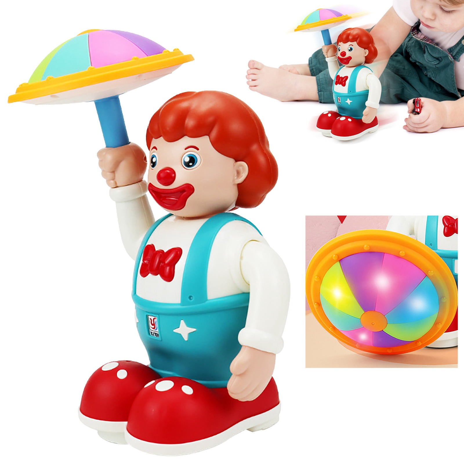 fsxdhpcsgfc Baby Light Up Clown Toy Light Up Clown Toy Rotating Clown ...