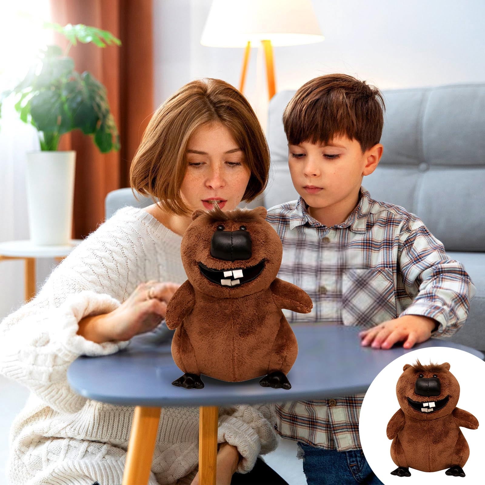 fsxdhpcsgfc Lifelike Beaver Stuffed Animal With Big Front Teeth Animated Toy Doll Super ...