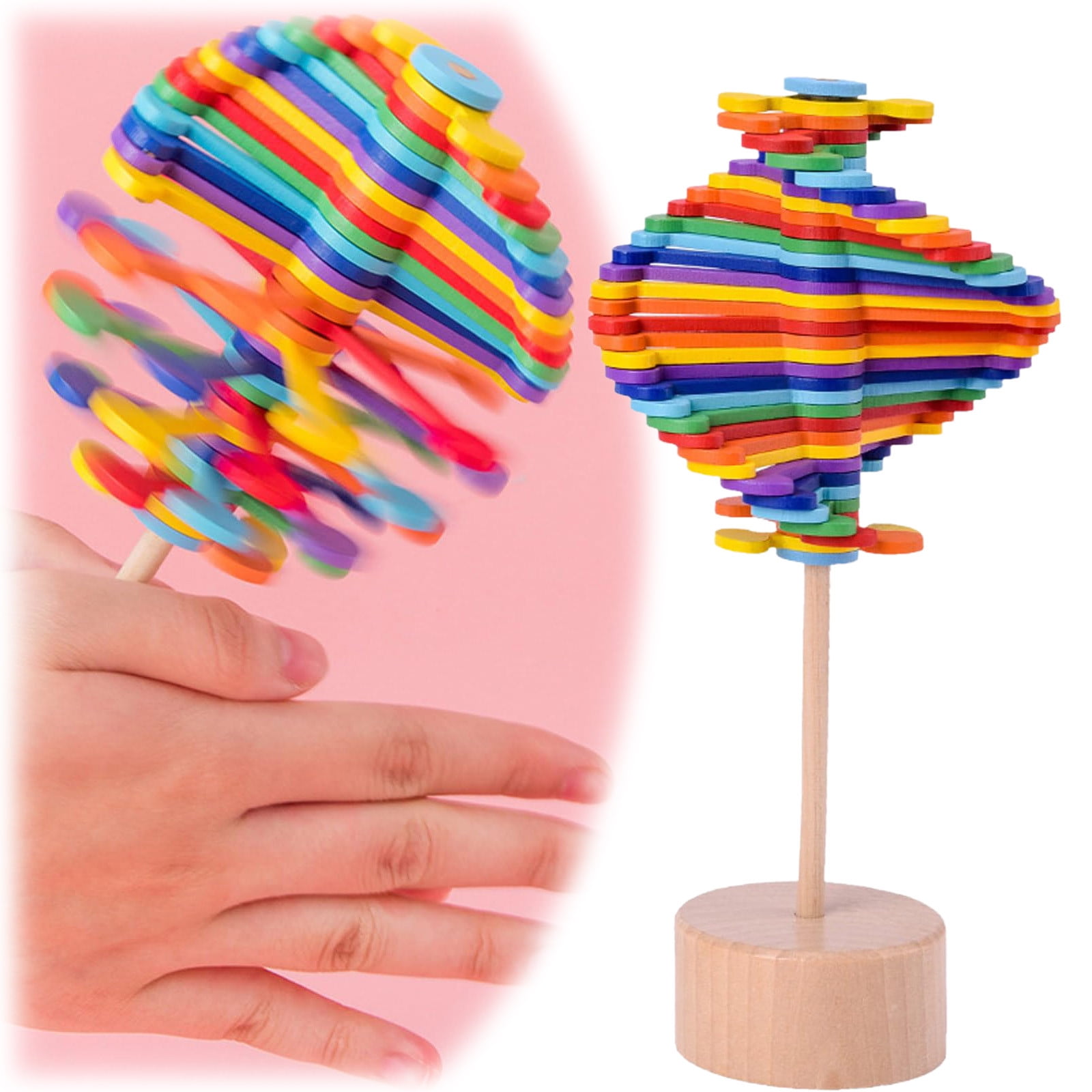 fsxdhpcsgfc Wood Lollipop Toy Rotating Stress Toy For Adults ...