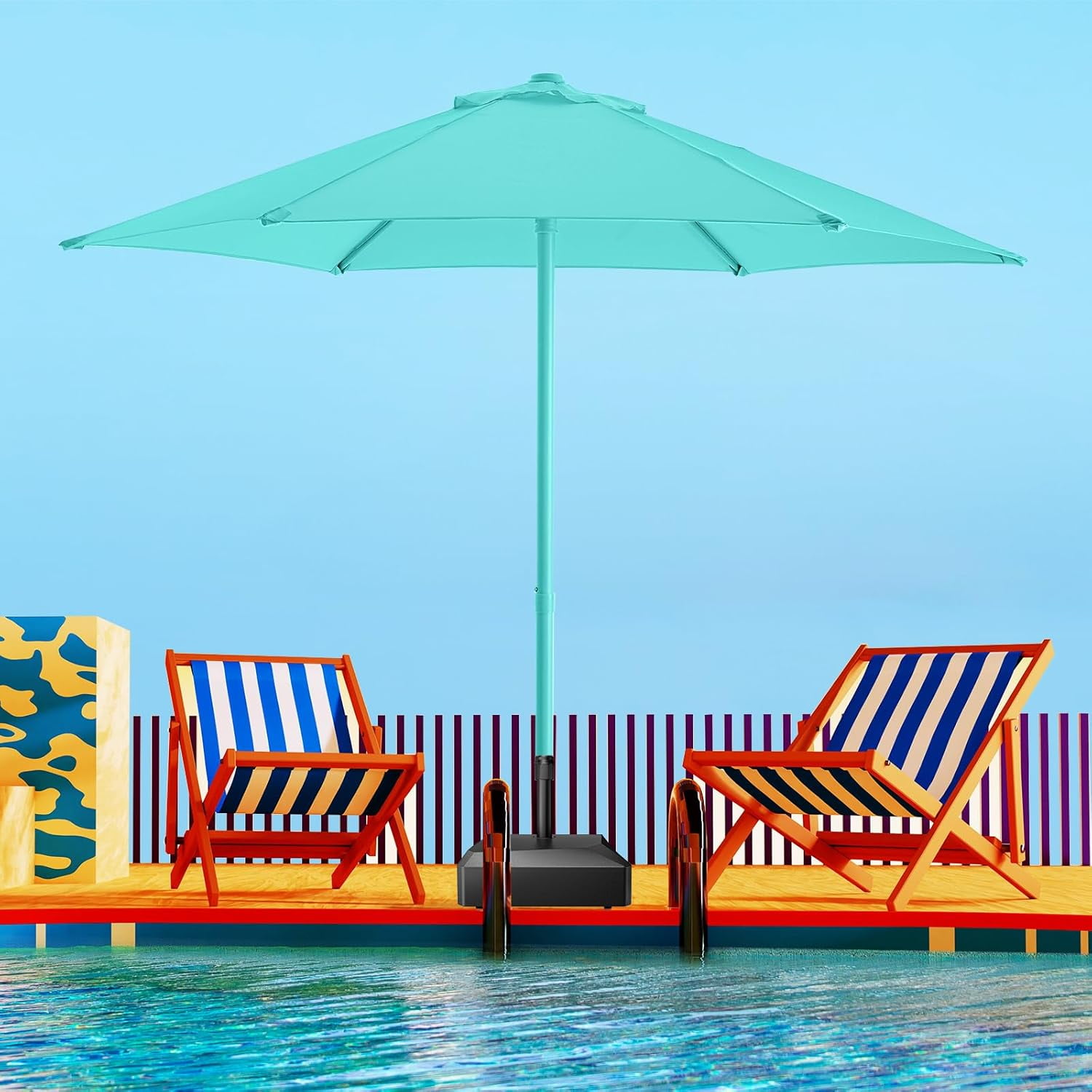 ft Outdoor 1S Push-Up Patio Umbrella - Market Table Pool Deck Umbrella ...