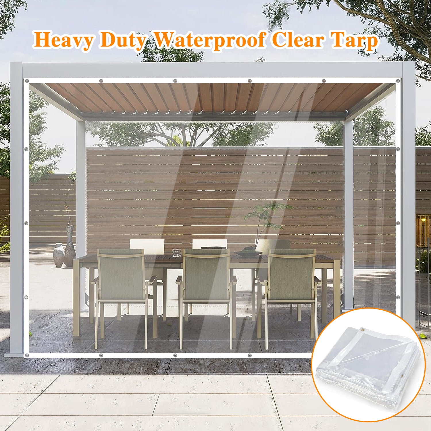 ft. x 12 ft. Clear Tarp Heavy Duty Waterproof with Eyelets for Camping ...