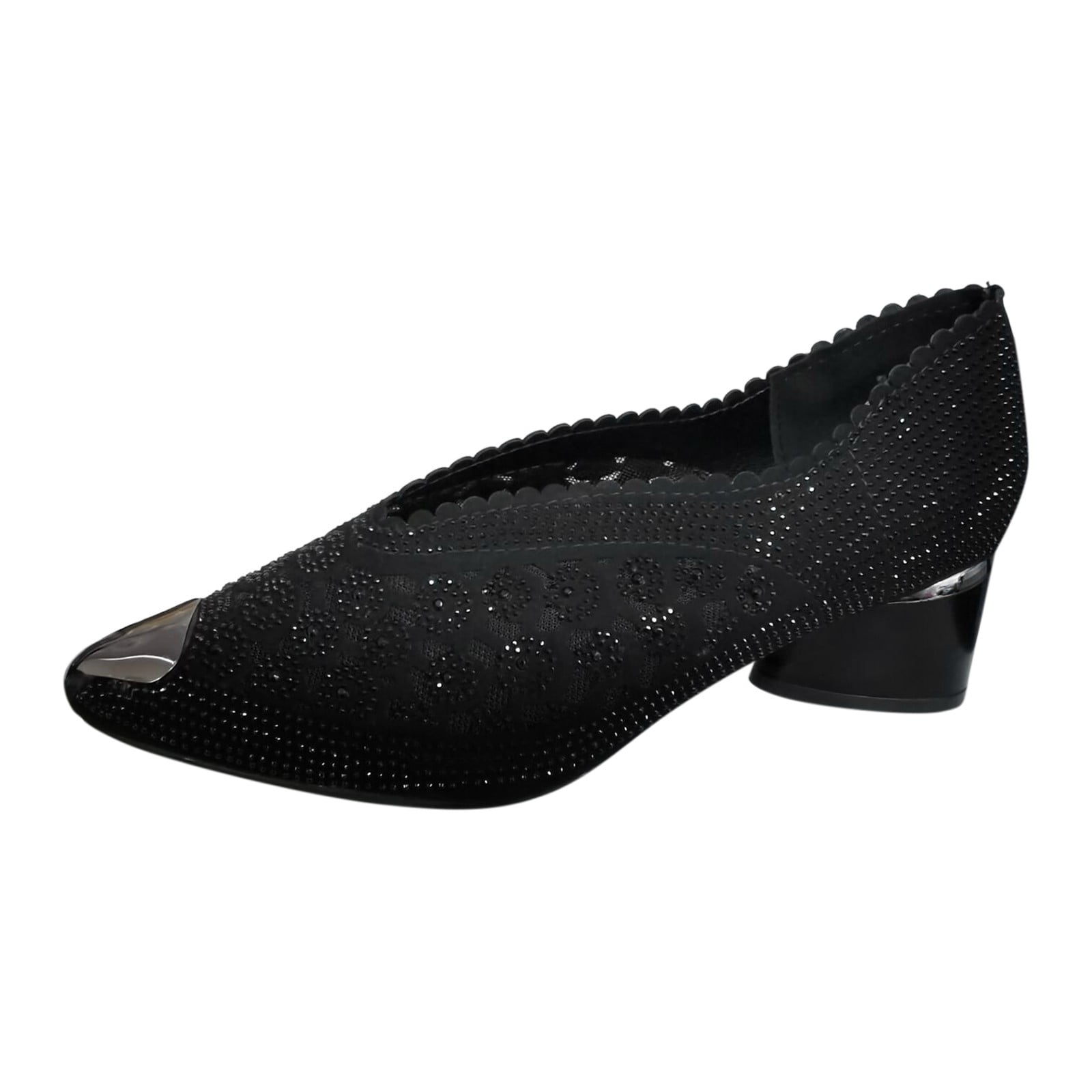 fukaraa Women's Dressy Low Block Heel Pumps Sexy Pointed Closed Toe ...