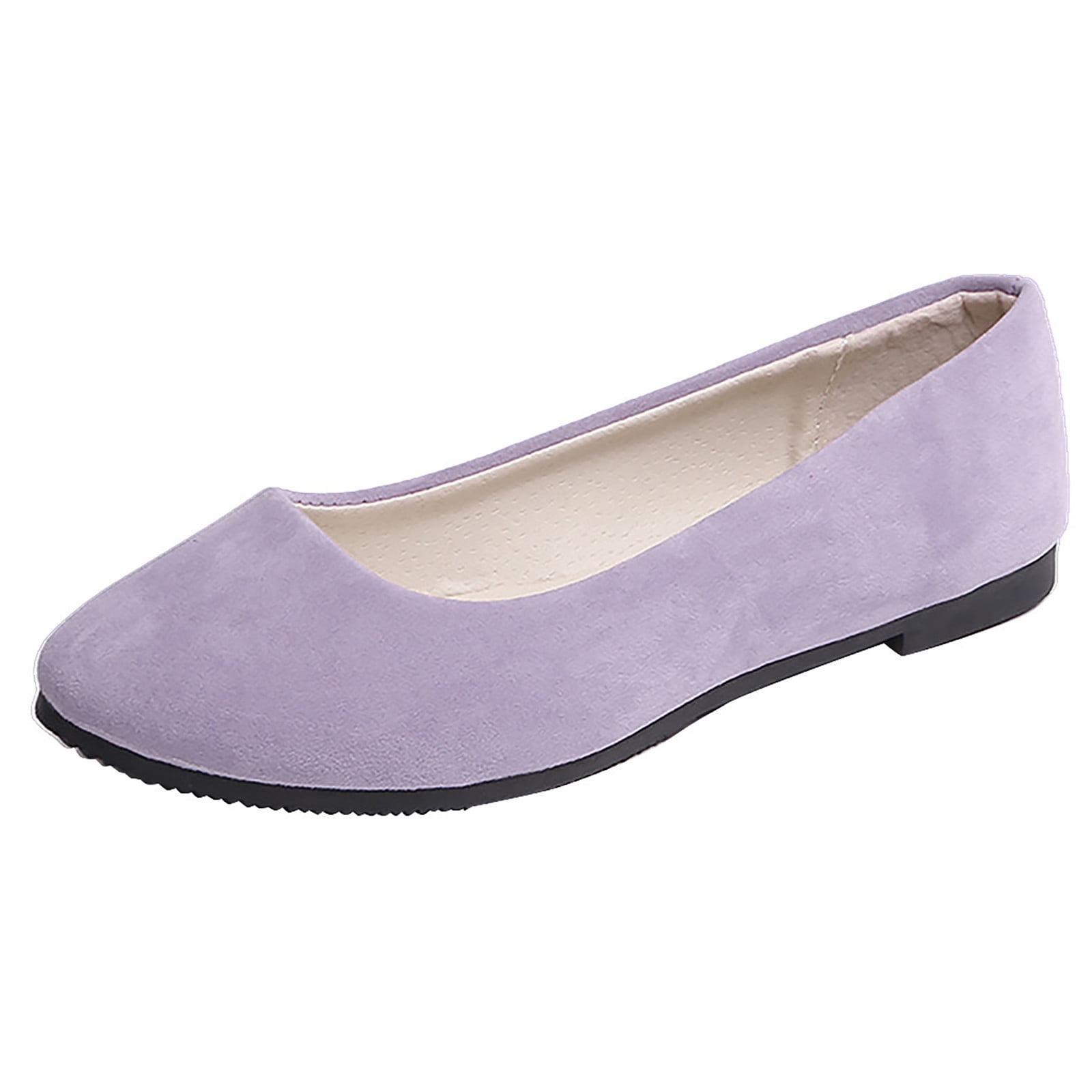 fukaraa Womens Flats Comfortable Slip On Business Casual Suede Ballet ...