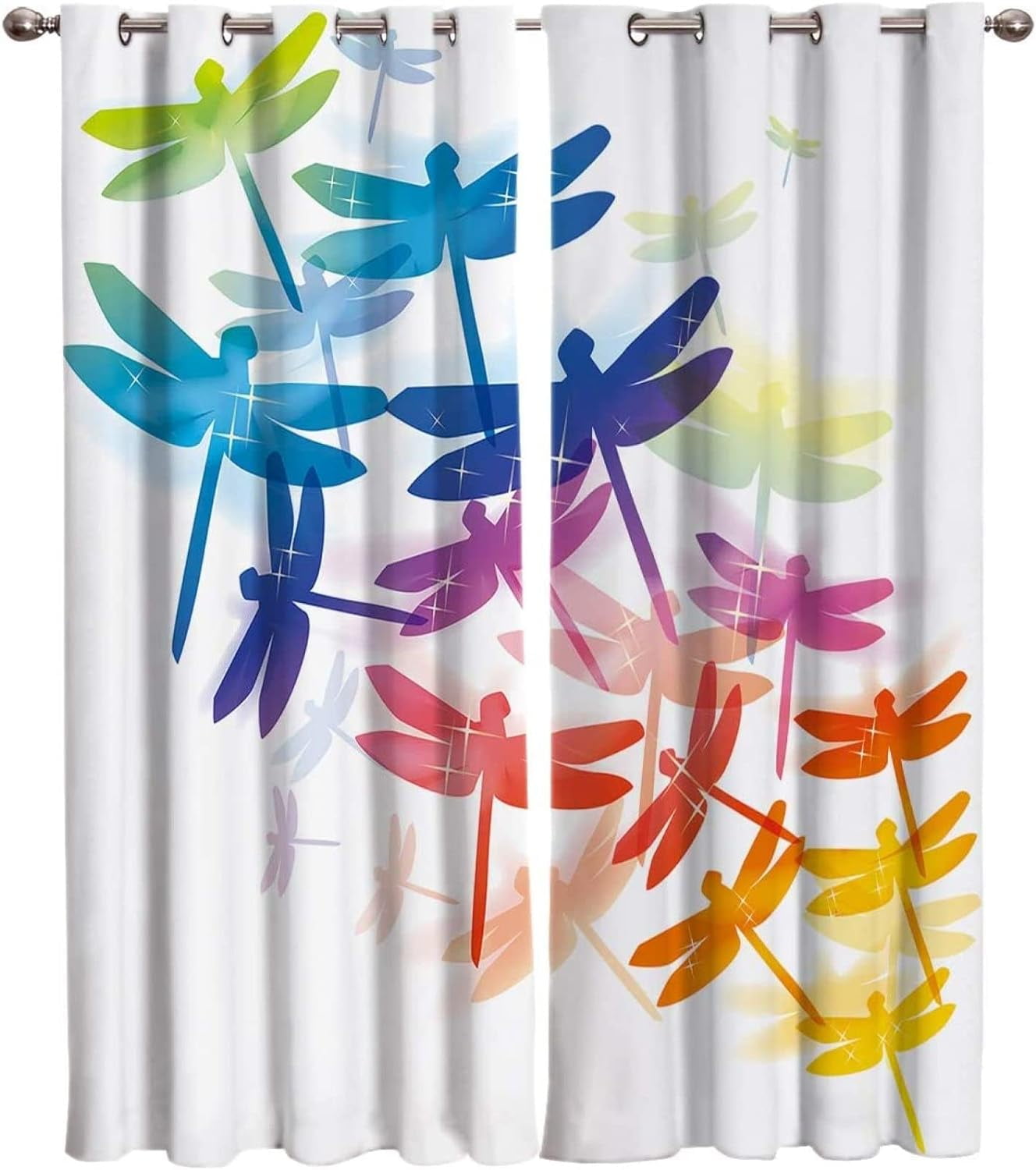 ful Dragonfly Silhouettes Blackout Pattern,Beautiful Wings 3D 2 Panels ...