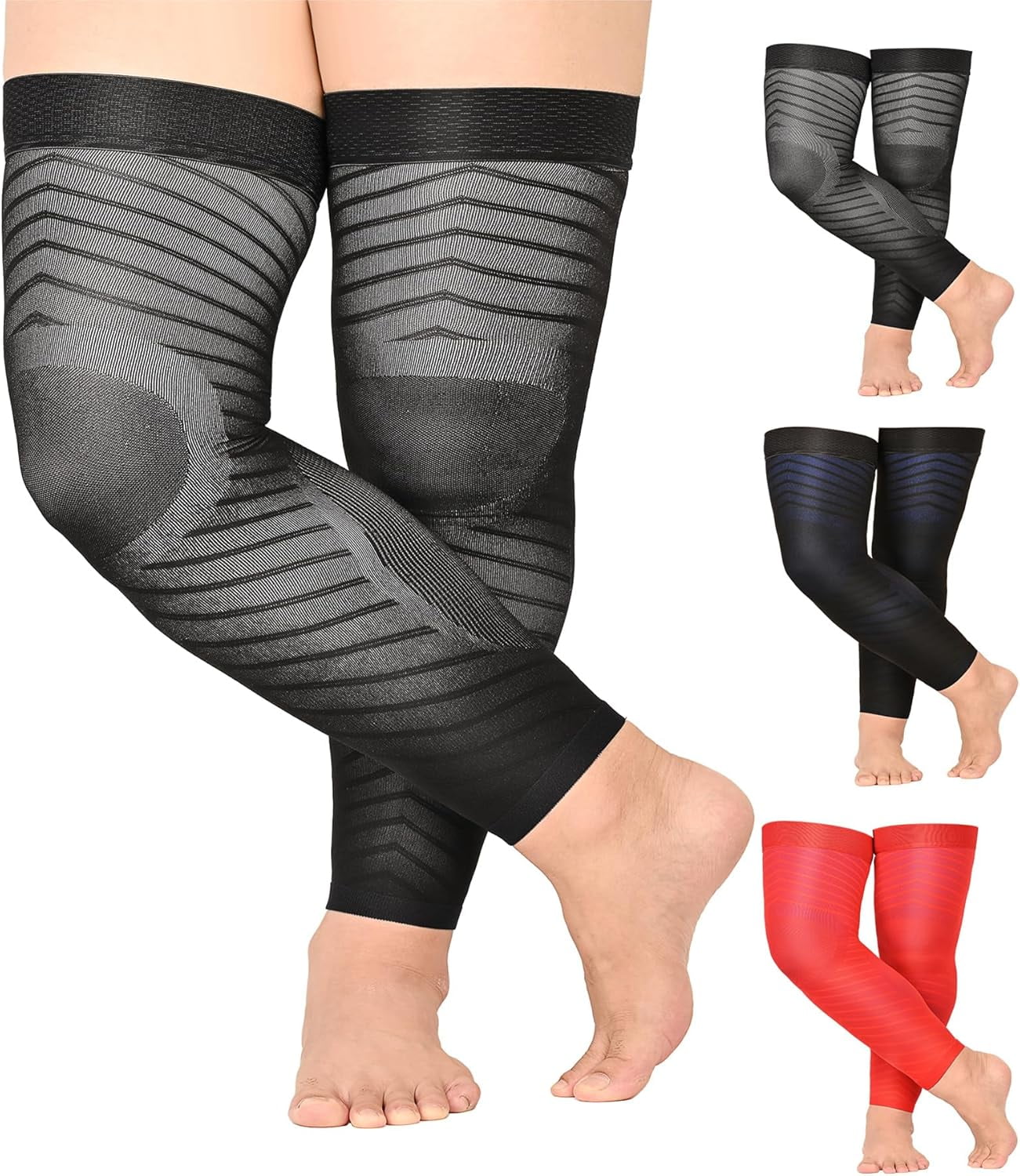 full leg compression sleeves for men & women, thigh high 20-30mmhg ...