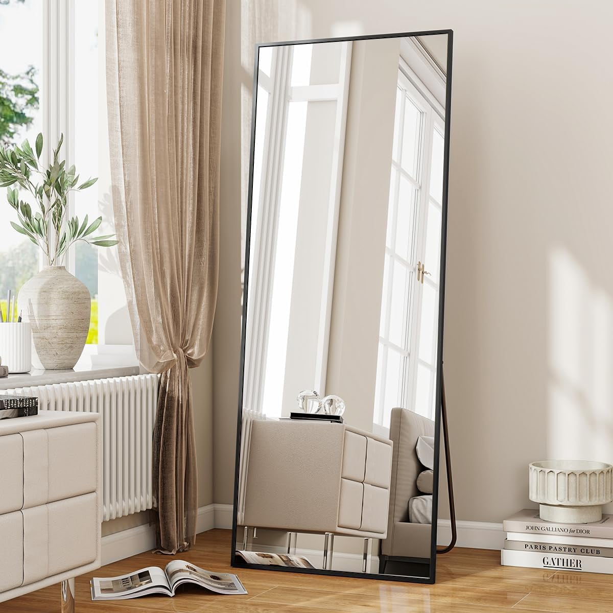 full length mirror, 71" x 26" floor mirror with stand, aluminum alloy ...