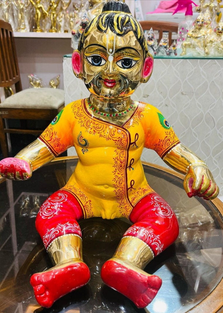 fully painted brass laddu Gopal idol, 16 inches idol big size - Walmart.com